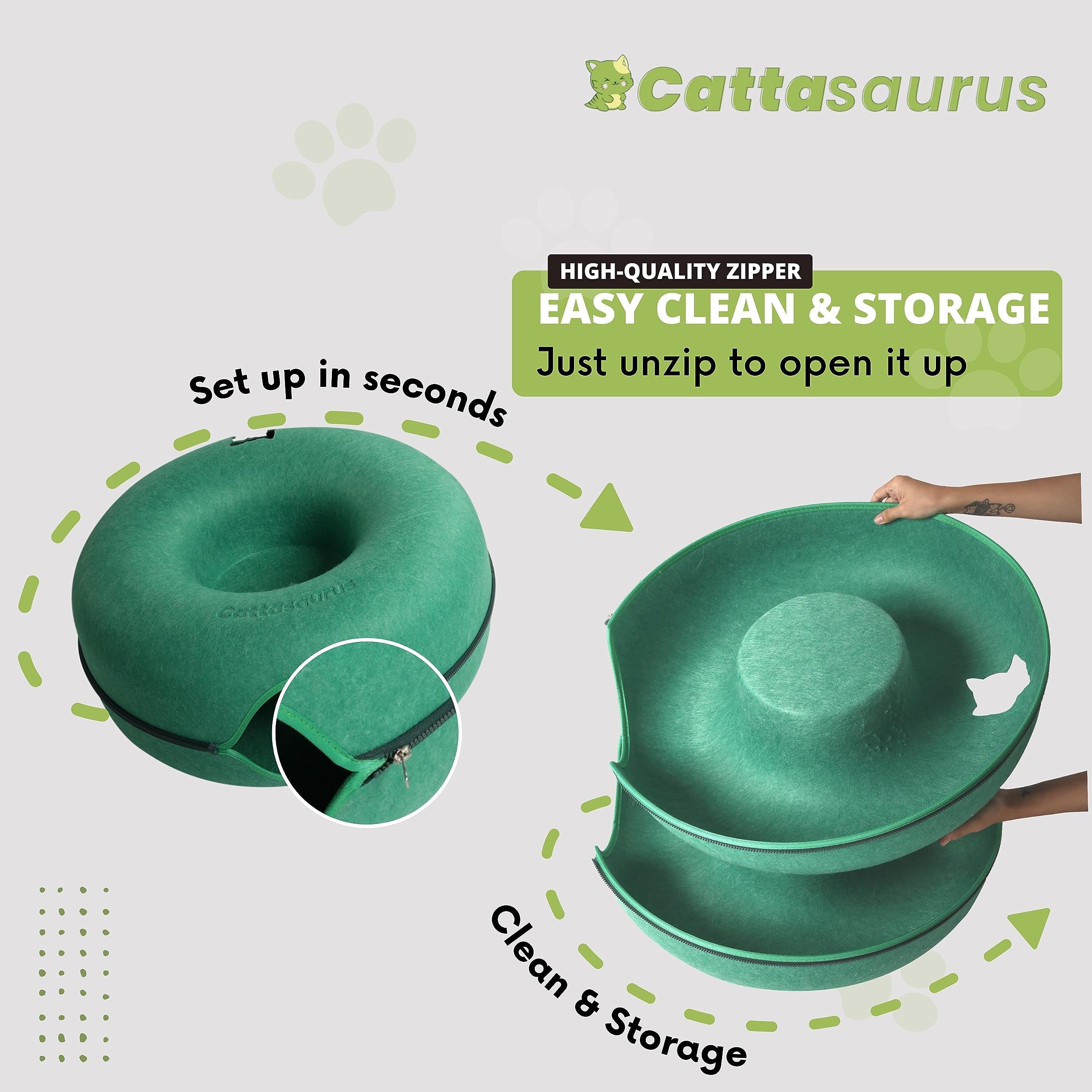 Cattasaurus Peekaboo Cat Cave for Multiple & Large Cats Up to 30 Lbs ...