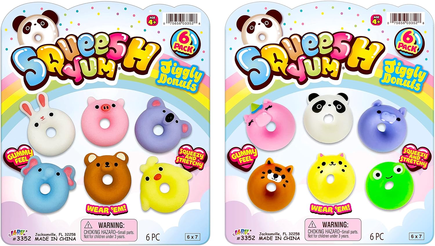 Amazon.com: JA-RU Mini Mochi Squishy Animals (2 Pack) Cute Jiggly Donut ...
