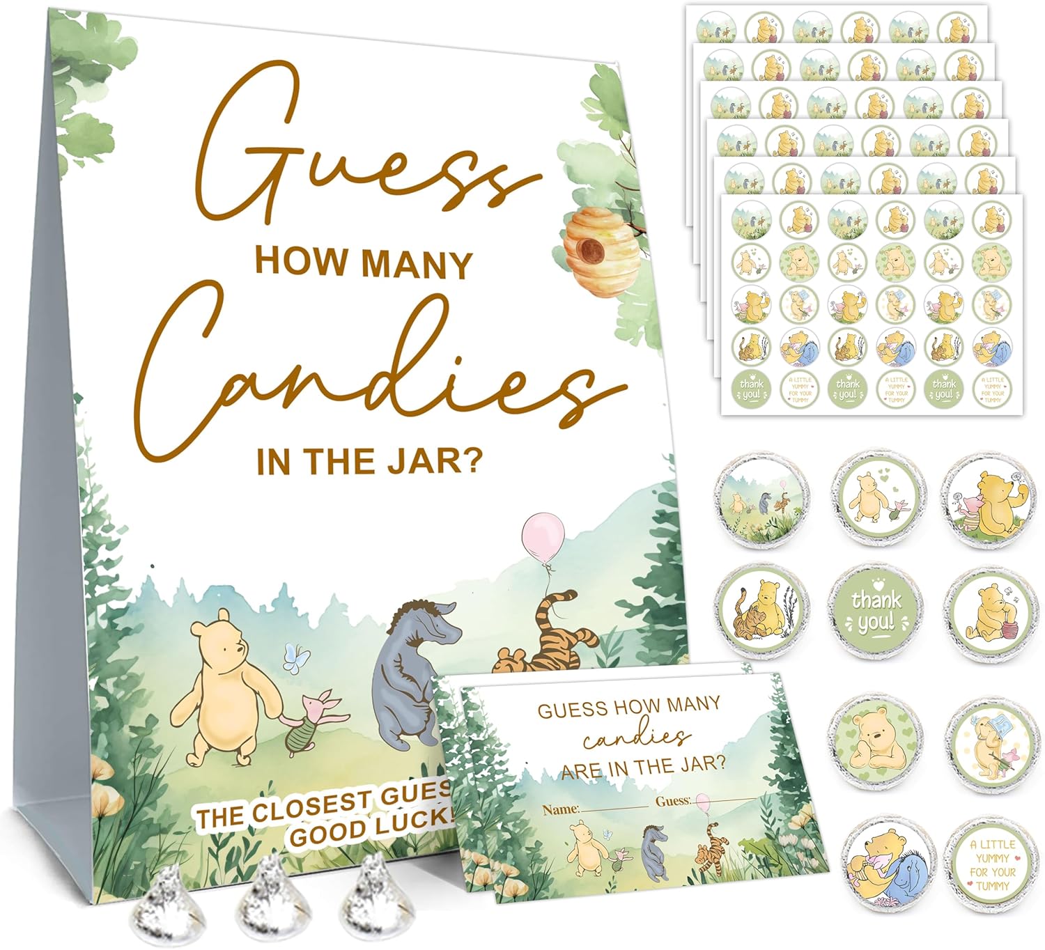 Amazon.com: ALodr Winnie the Pooh Baby Shower Game: Guess How Many ...