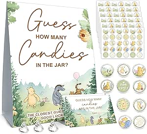 Amazon.com: ALodr How Many Candies Baby Shower Games, How Many Candies Standing Sign 50 Guessing ...