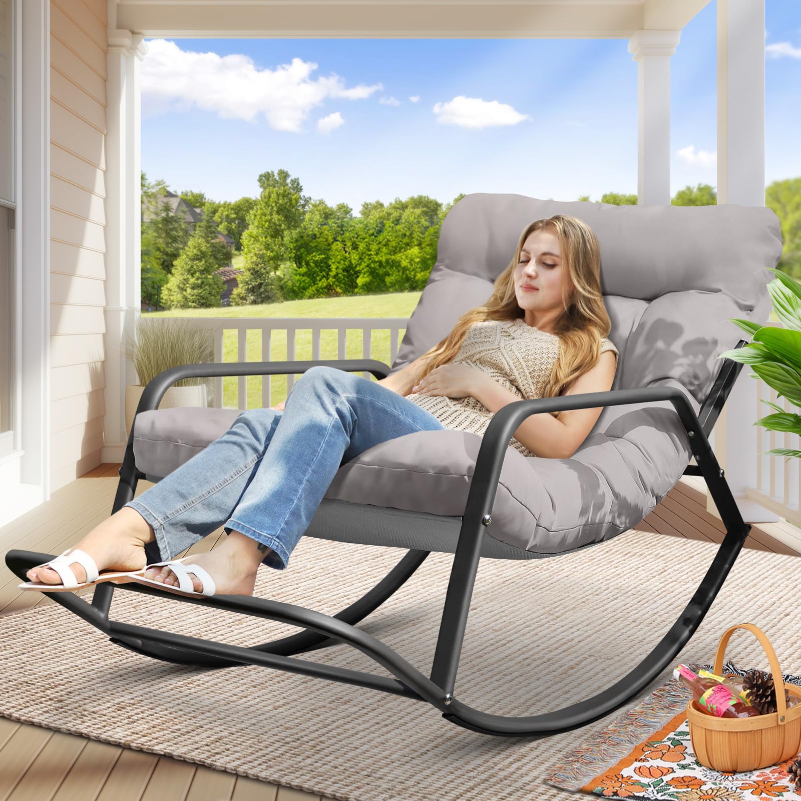 Amazon.com: RADIATA Rocking Lounge Chair Indoor Outdoor Reclining ...