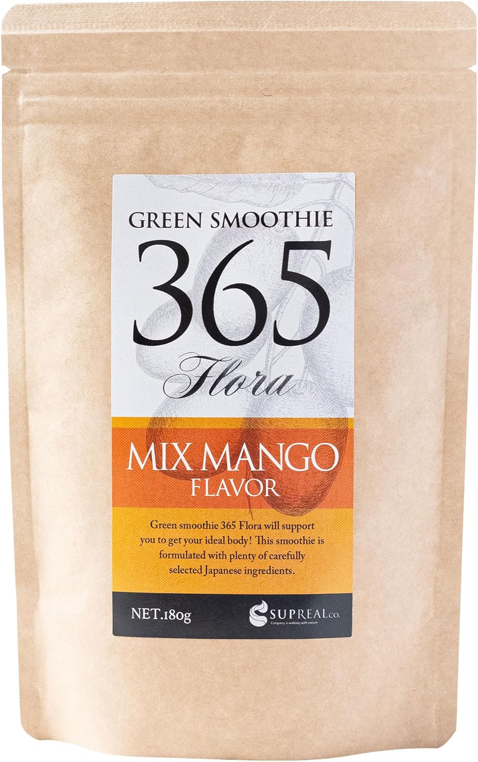 Amazon.co.jp: グリーンスムージー ダイエット マンゴー味 180g 約30杯分 粉末 人工甘味料不使用 スムージー 乳酸菌 酵素 イヌリン Green Smoothie 365 ...