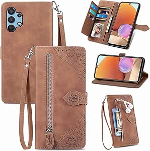 Amazon.com: Monwutong Zipper Storage Design Wallet Case for Samsung Galaxy A32 4G (Not 5G), Skin ...