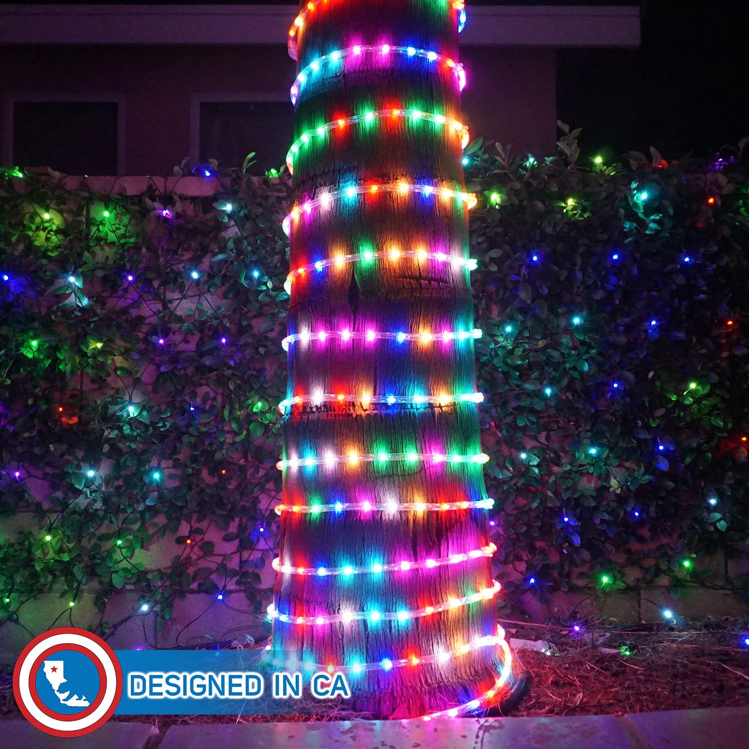 Russell Decor Rope Lights 50ft RGB Color Changing Waterproof Flexible ...