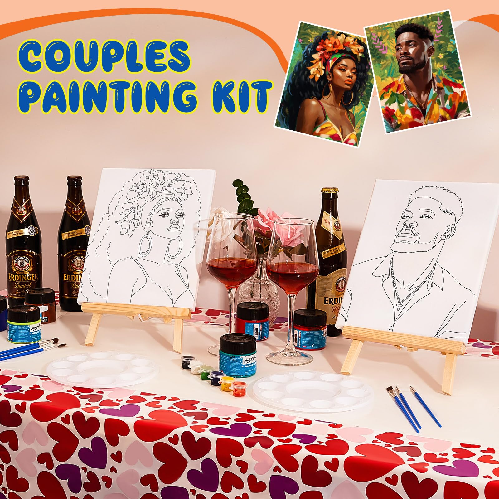 Snapklik.com : Yeaqee 13 Pcs Valentines Sip And Paint Kit For Couples ...