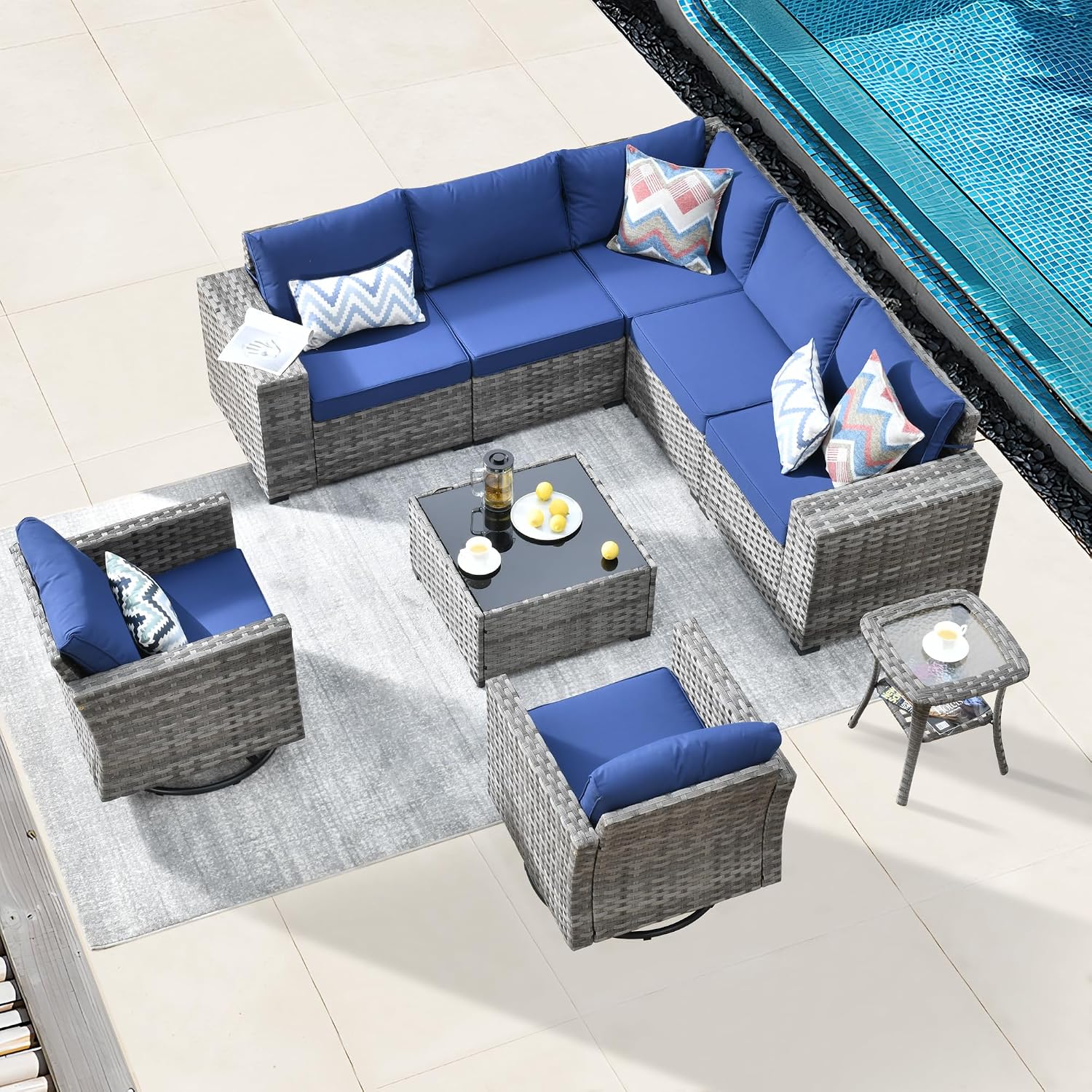 Amazon.com: XIZZI Wicker Outdoor Furniture Set,Patio Sectional Sofa Set ...