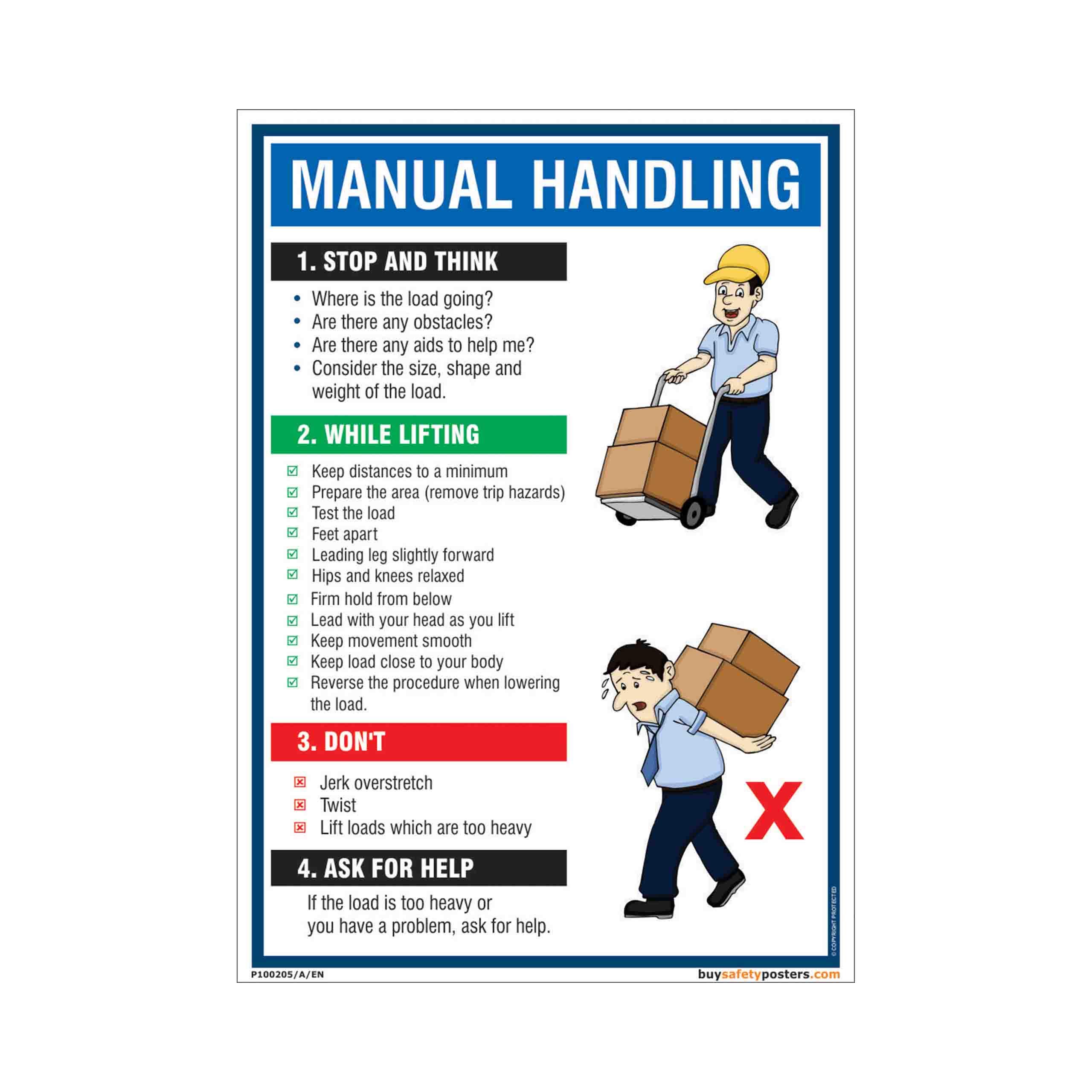 Buysafetyposters Com Manual Handling Poster In English Eco Vinyl ...