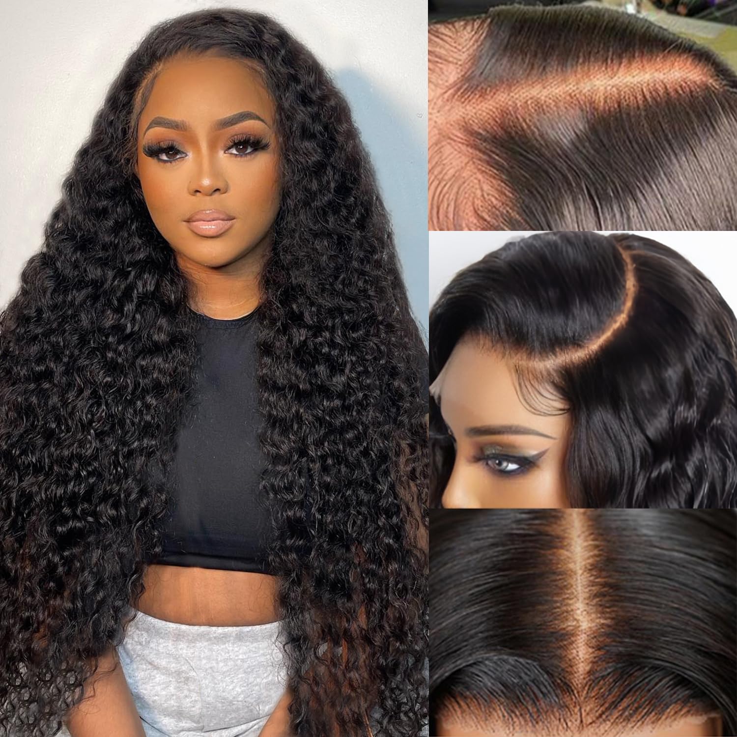 Amazon.com : CAREKISS 30 Inch Deep Wave Lace Front Wigs Human Hair 200 ...