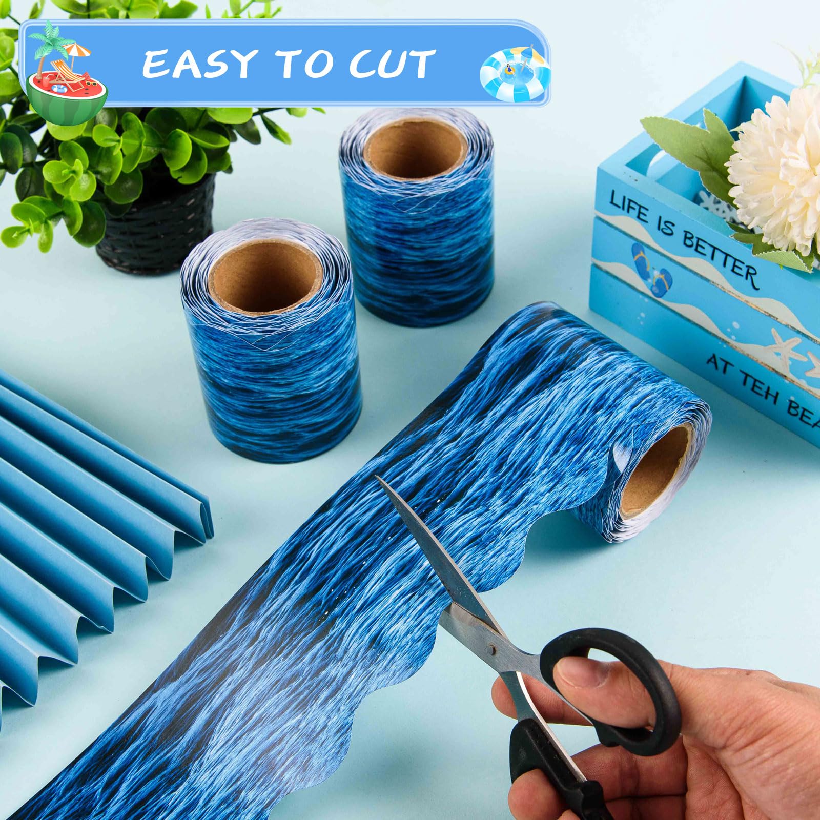 Snapklik.com : AWIZOM 99 Feet Ocean Waves Bulletin Board Border Blue ...