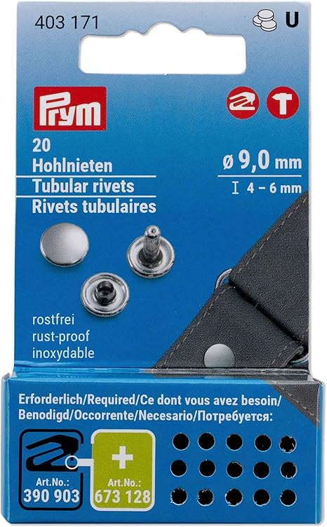 Amazon.com: Prym, 9 mm, 20 pcs Tubular Rivets, Silver Count : Arts ...