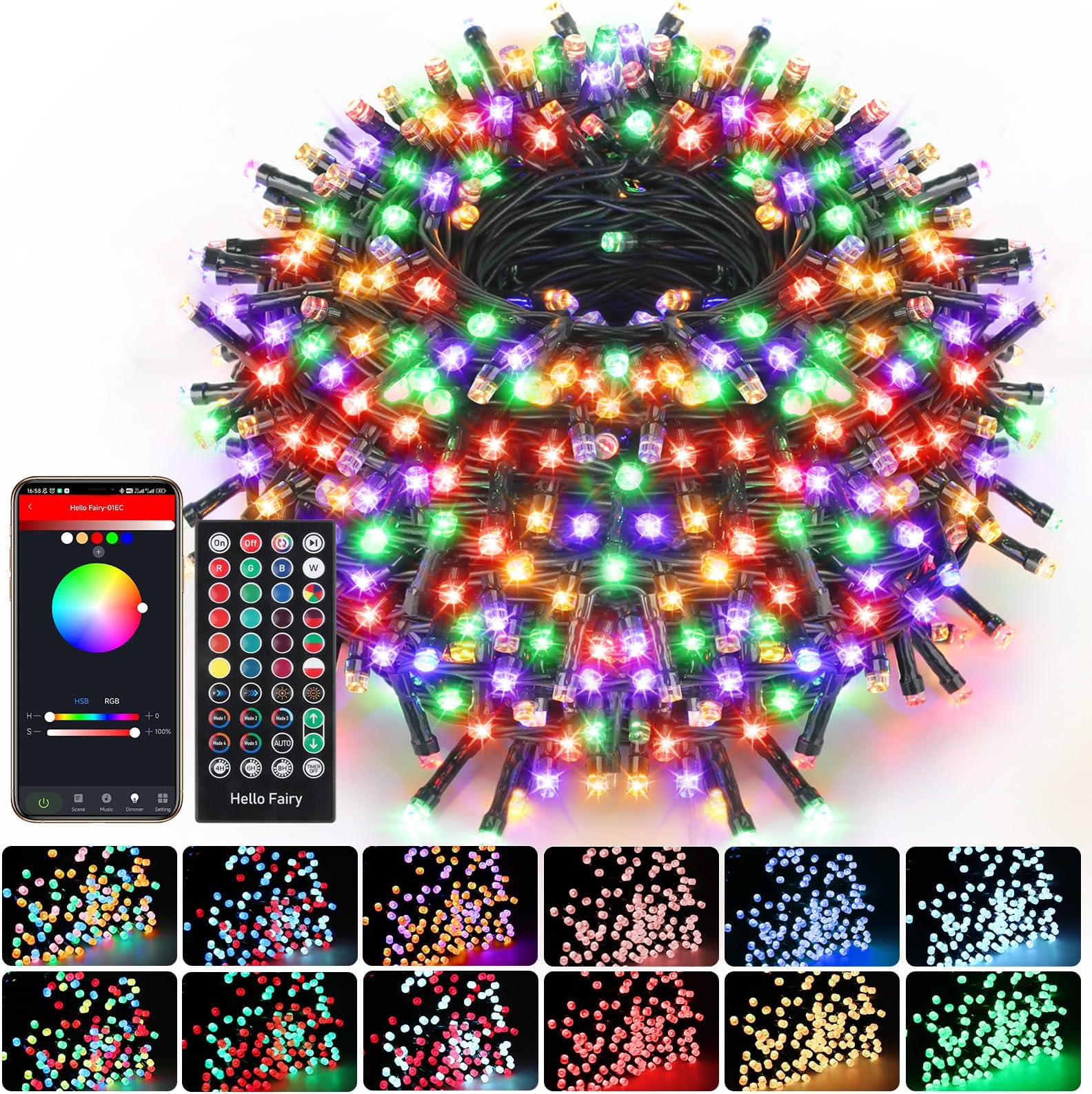 50+ Preset Scenes Smart Christmas Lights - 66 Ft 200 LED Color Changing ...