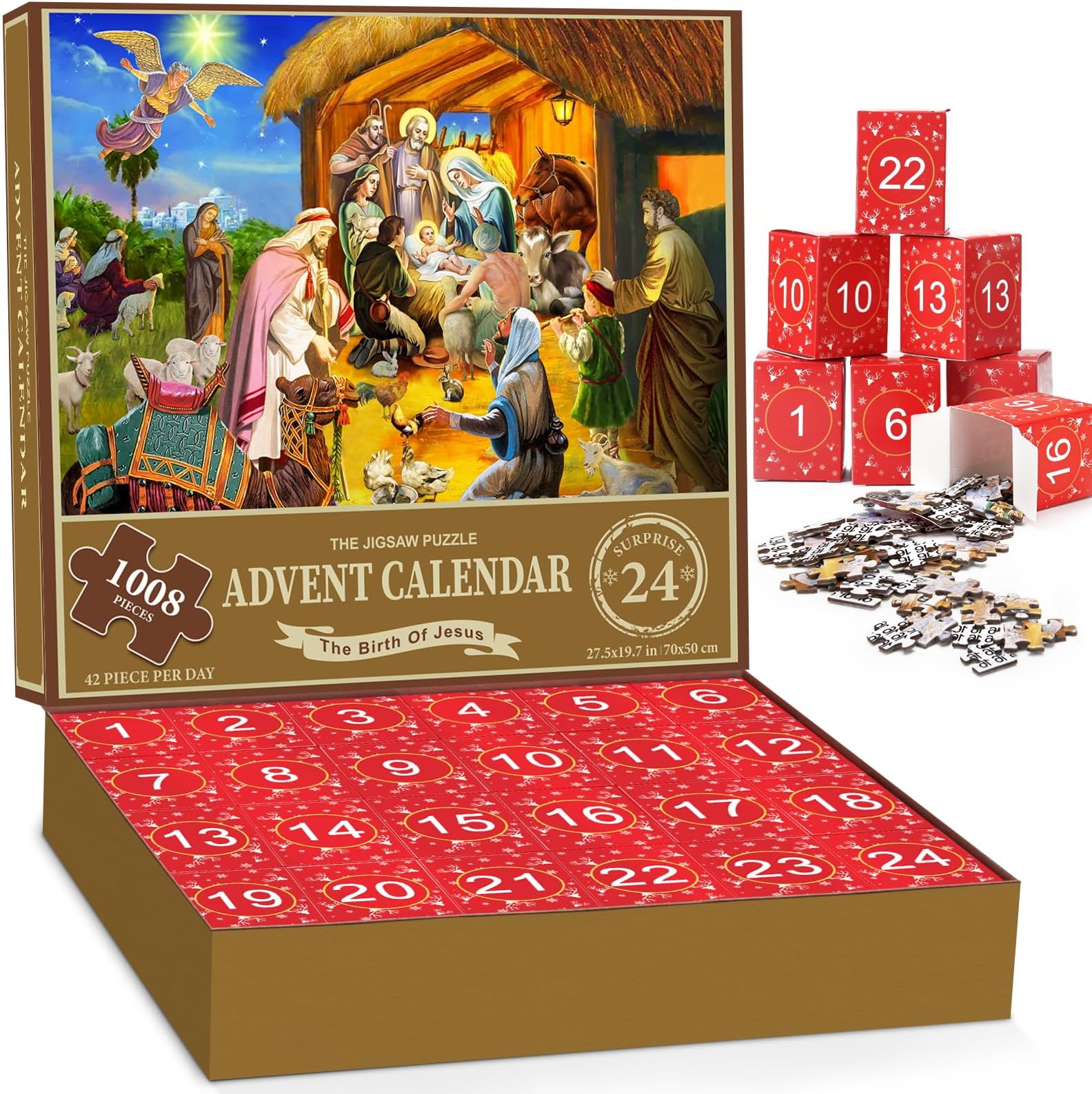 Amazon.com: Jigsaw Puzzle Advent Calendar 2023 Nativity-1008 Pieces ...