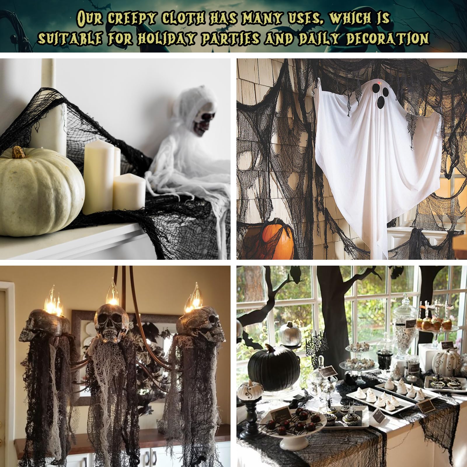 Snapklik.com : 16 Pack Balck Halloween Creepy Cloths Cheesecloths ...