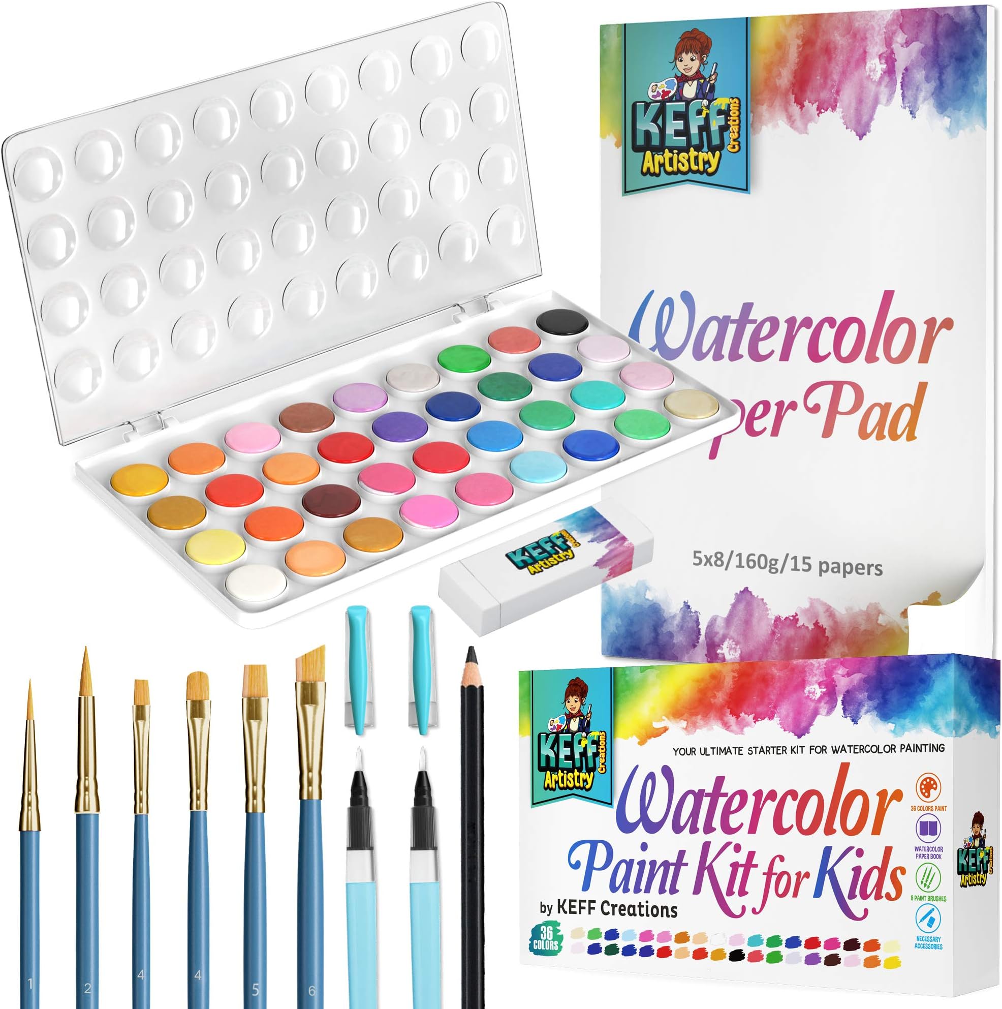 Amazon.com: Watercolor Paint Set – 24 Watercolor Paint, 50 Sheets ...