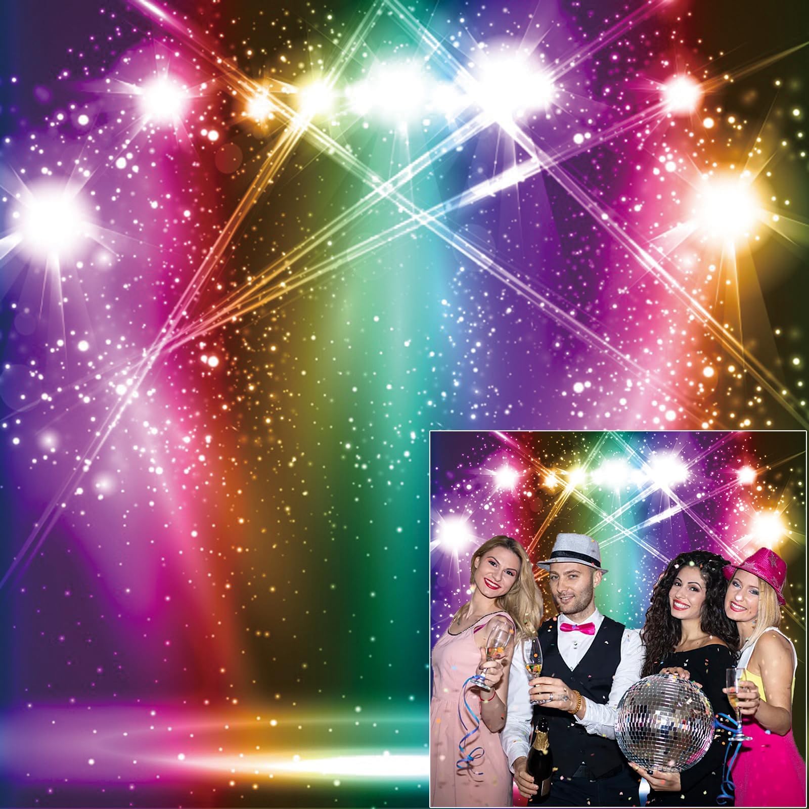 Amazon.com : BELECO 10x8ft Fabric Abstract Glitter Disco Ball Backdrop ...