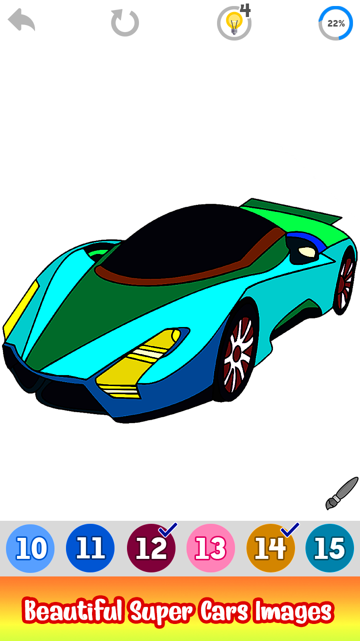 Super Cars Color by Number - Glitter, Crayon Pages Coloring Game - App ...