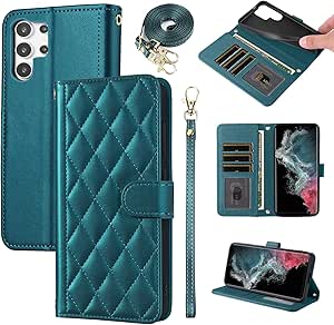 Amazon.com: Furiet Wallet Case for Samsung Galaxy S22 Ultra 5G with Wrist Strap, Shoulder Strap ...