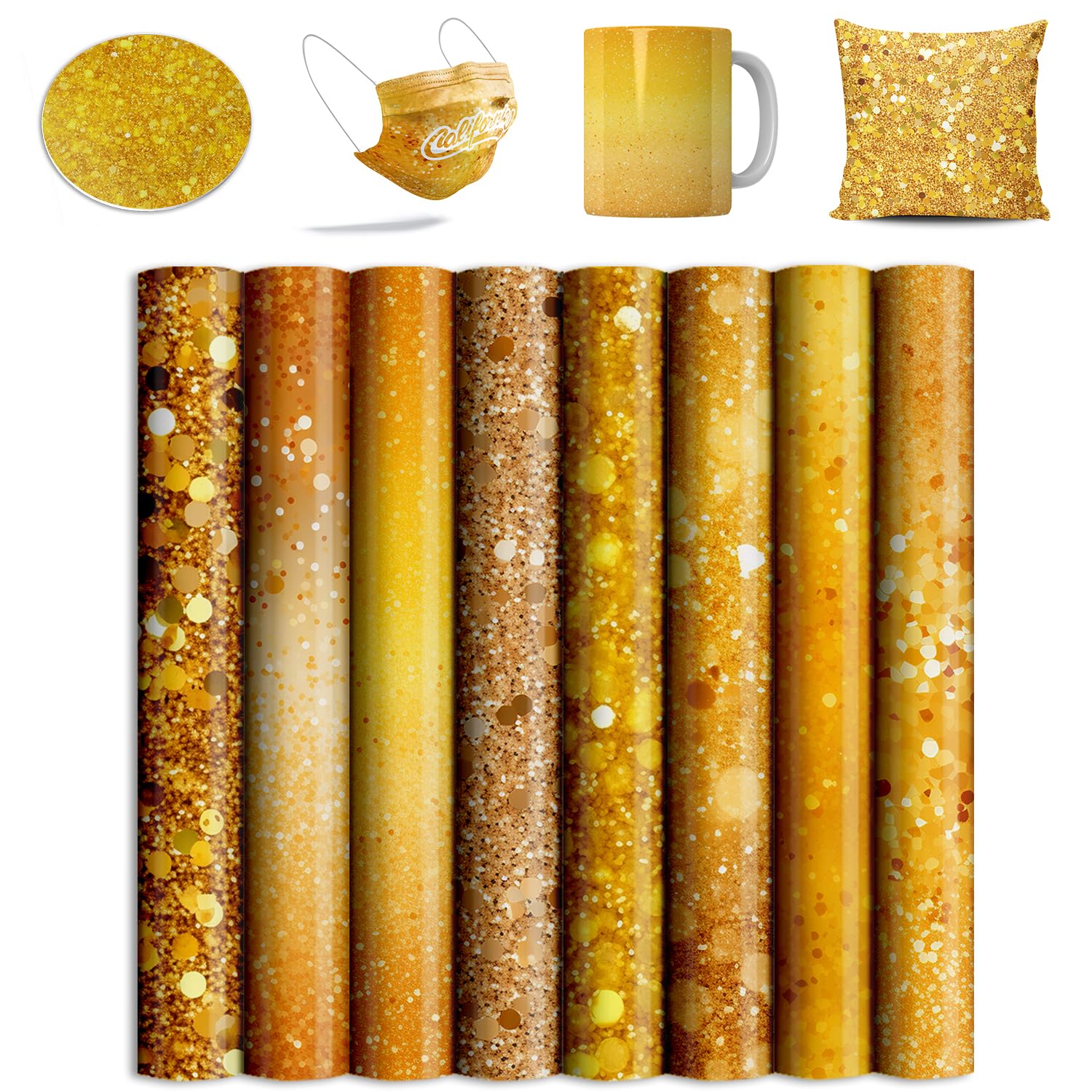 Amazon.com: Yellow Glitter Sublimation Transfer Sheets for Heat Press ...