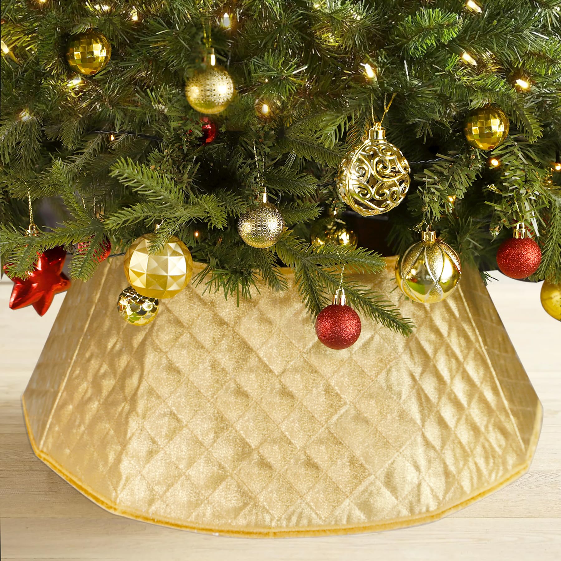 Amazon.com: Yacoto Gold Christmas Tree Collar, 27" Glitter Xmas Tree ...