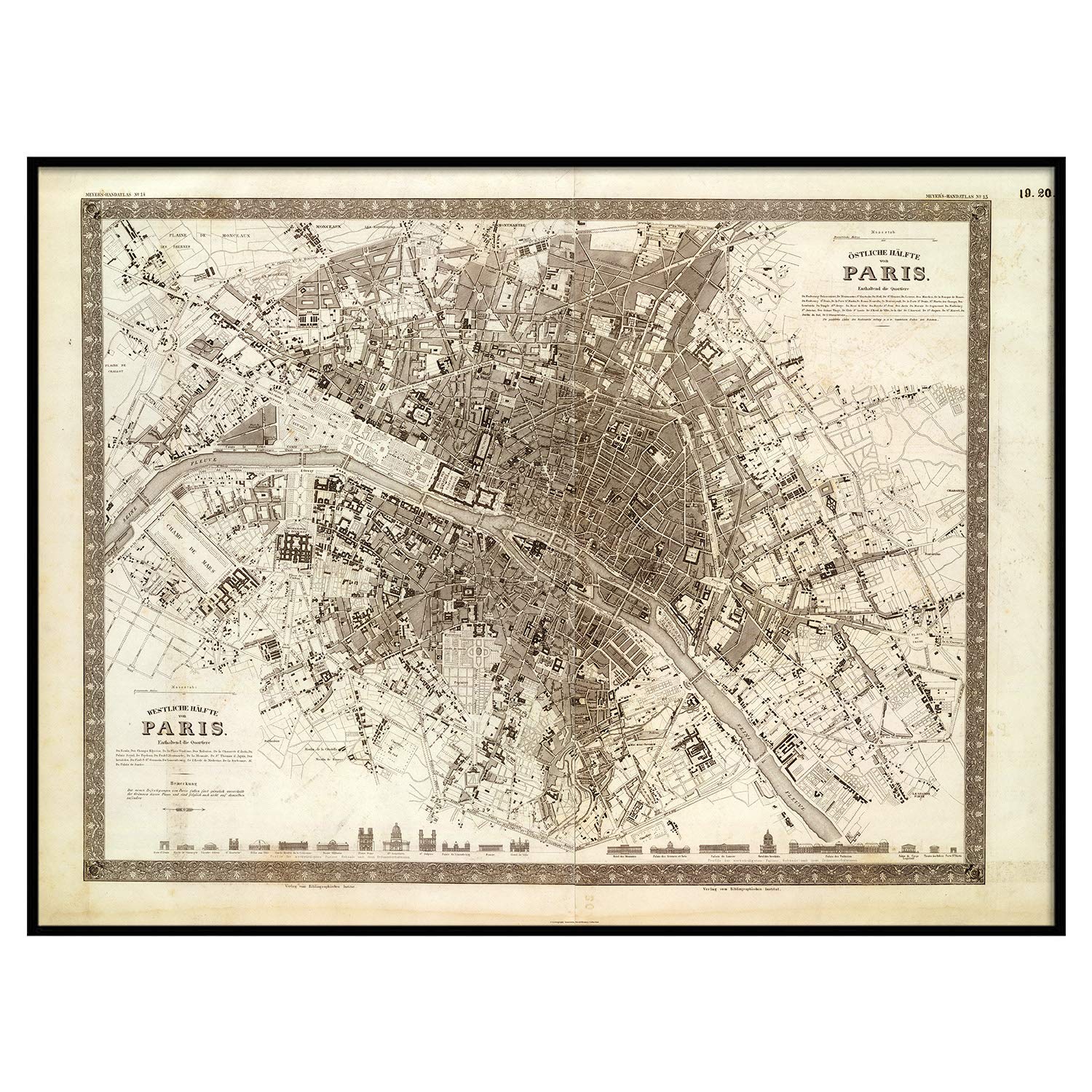Buy Paris Old Vintage Paris City Plan of Paris 1860 French Style Paris ...