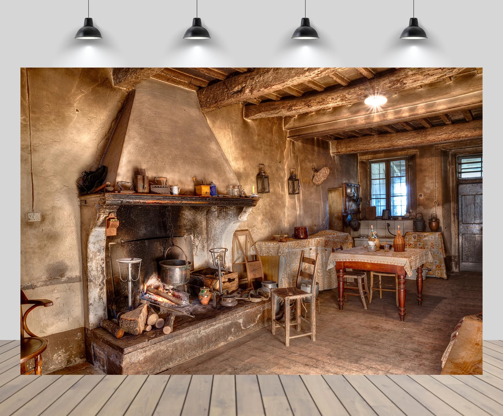 Amazon.com : CHNYWORK 7ftx5ft Old Farmhouse Kitchen Backdrop Western ...