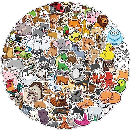 Sticker Tiere Aufkleber Kinder - 100 Stück, Sticker Kinder mit ...