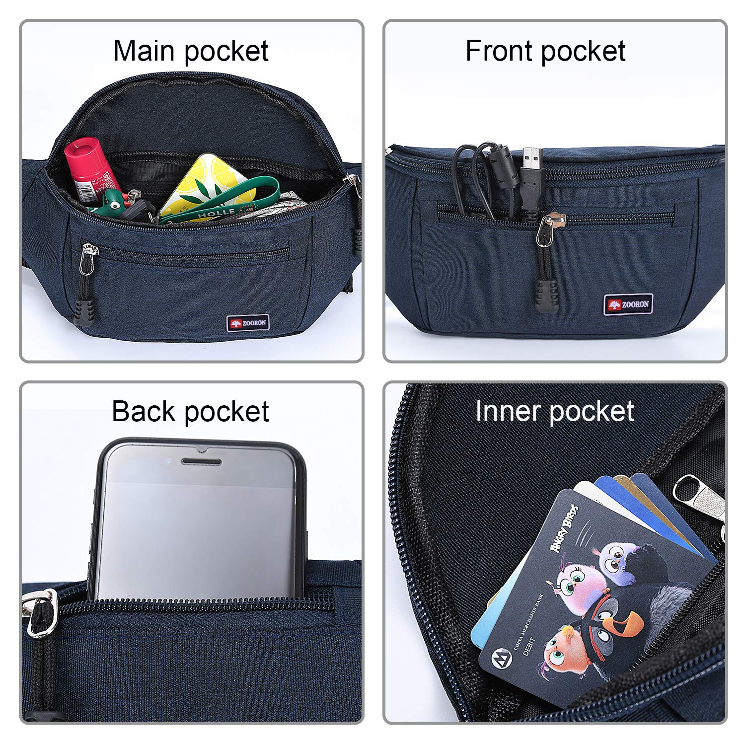 Snapklik.com : 2 Packs Fanny Packs For Men And Women, Water Resistant ...