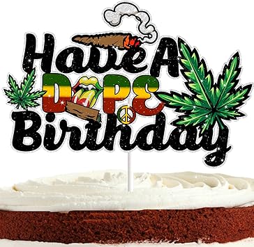 Amazon.com: Weed Cake Topper for Adult Birthday Have a Dope Leaves ...