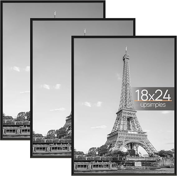 Amazon.com: upsimples 18x24 Picture Frame Black 3 Pack, Scratch-Proof ...