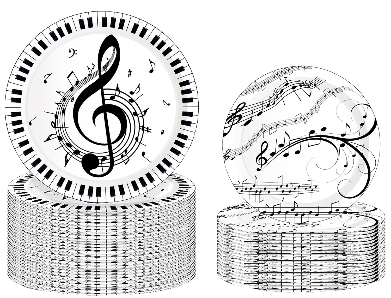 Amazon.com: 50Pcs Musical Notes Party Supplies Music Paper Plates ...