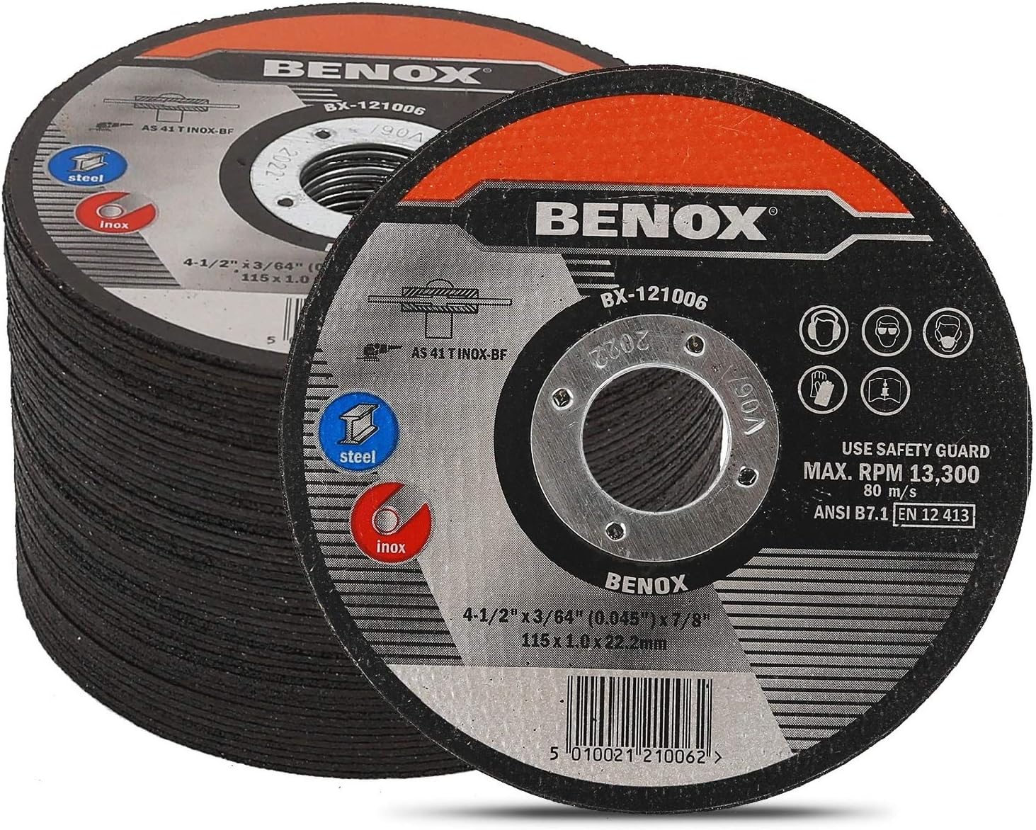 BENOX 50-Pcs Pack 4-1/2 In Cut-Off Wheel 4-1/2 x 0.045 (3/64) x 7/8 In ...