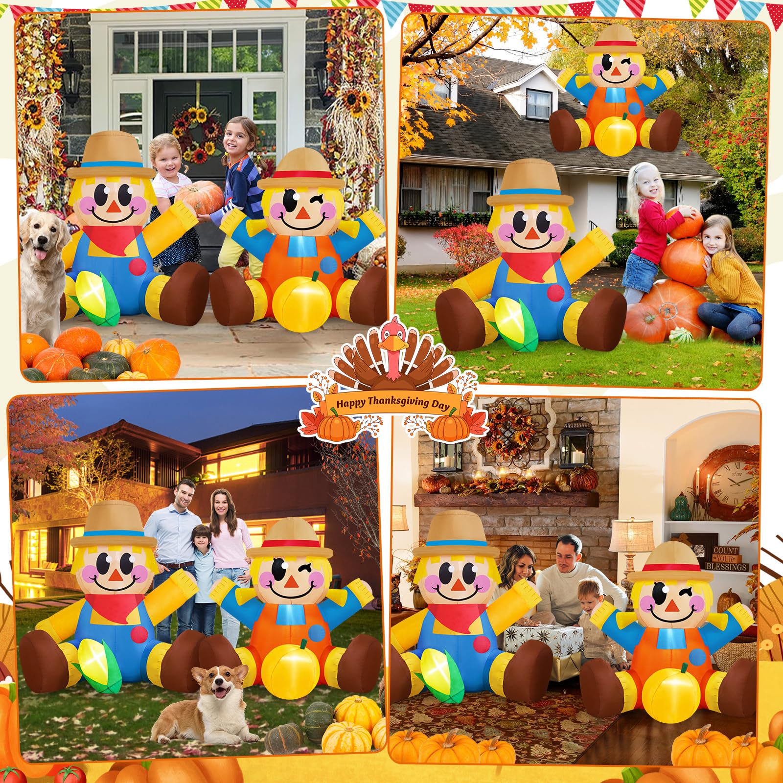 Snapklik.com : MICOCAH Thanksgiving Inflatables Outdoor Decorations, 3 ...
