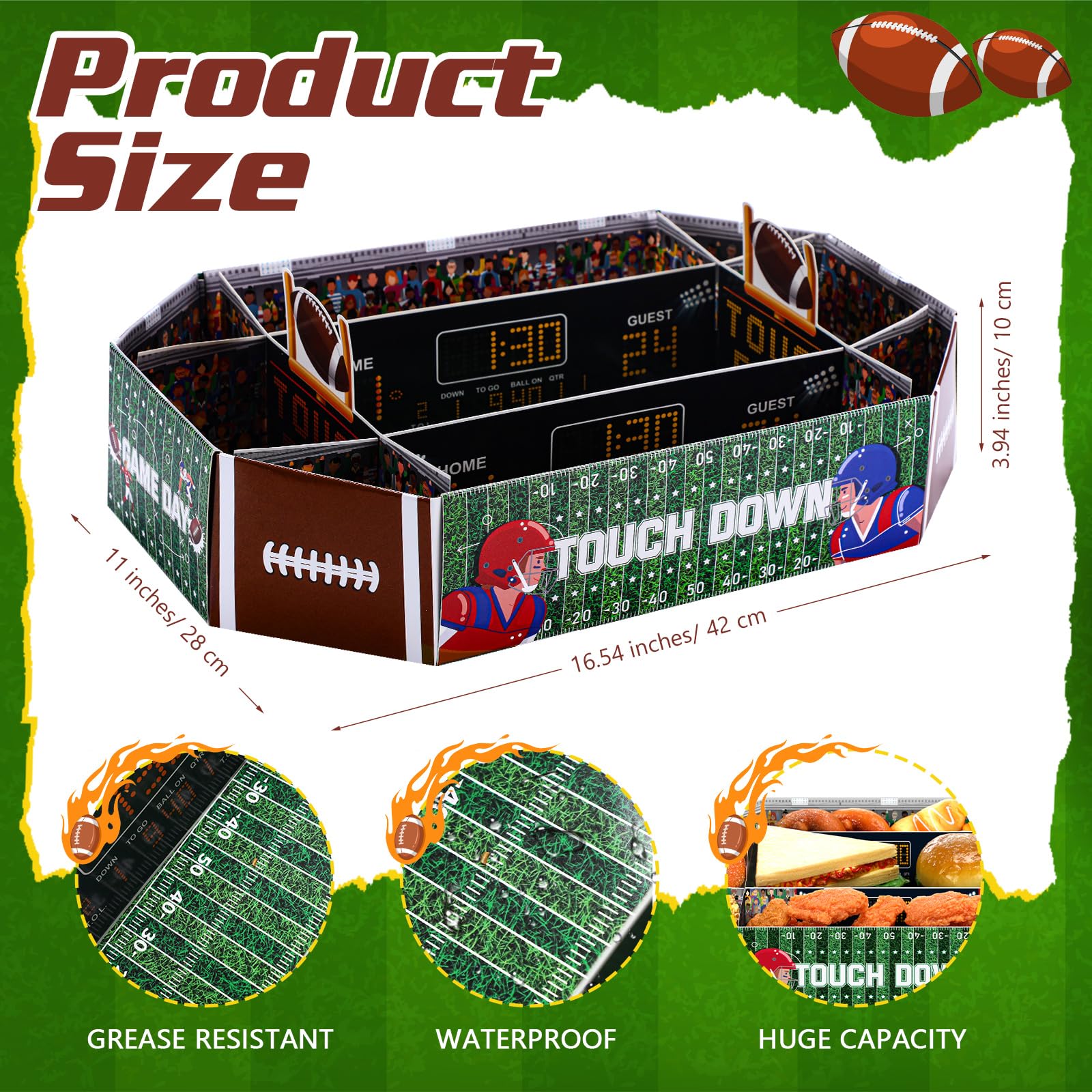 Snapklik.com : Large Tailgate Football Paper Food Tray Football ...