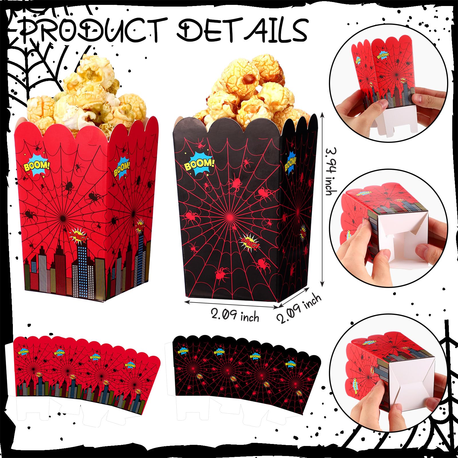 Snapklik.com : 60 Pcs Mini Spider Popcorn Box 2.09 X 2.44 X 3.94 ...