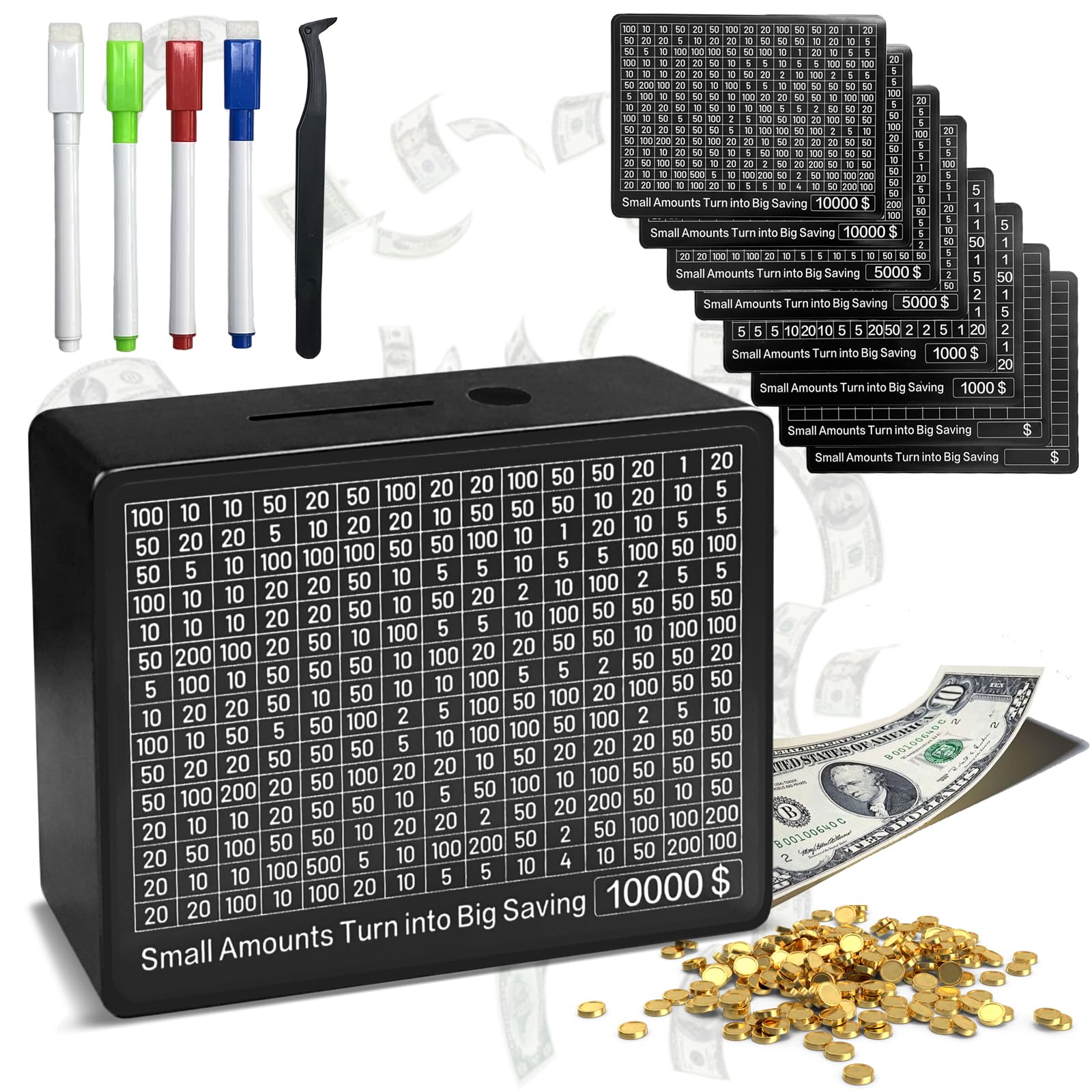 Amazon.com: Cash Vault Wooden Savings Box 10000-Money Saving Box with ...