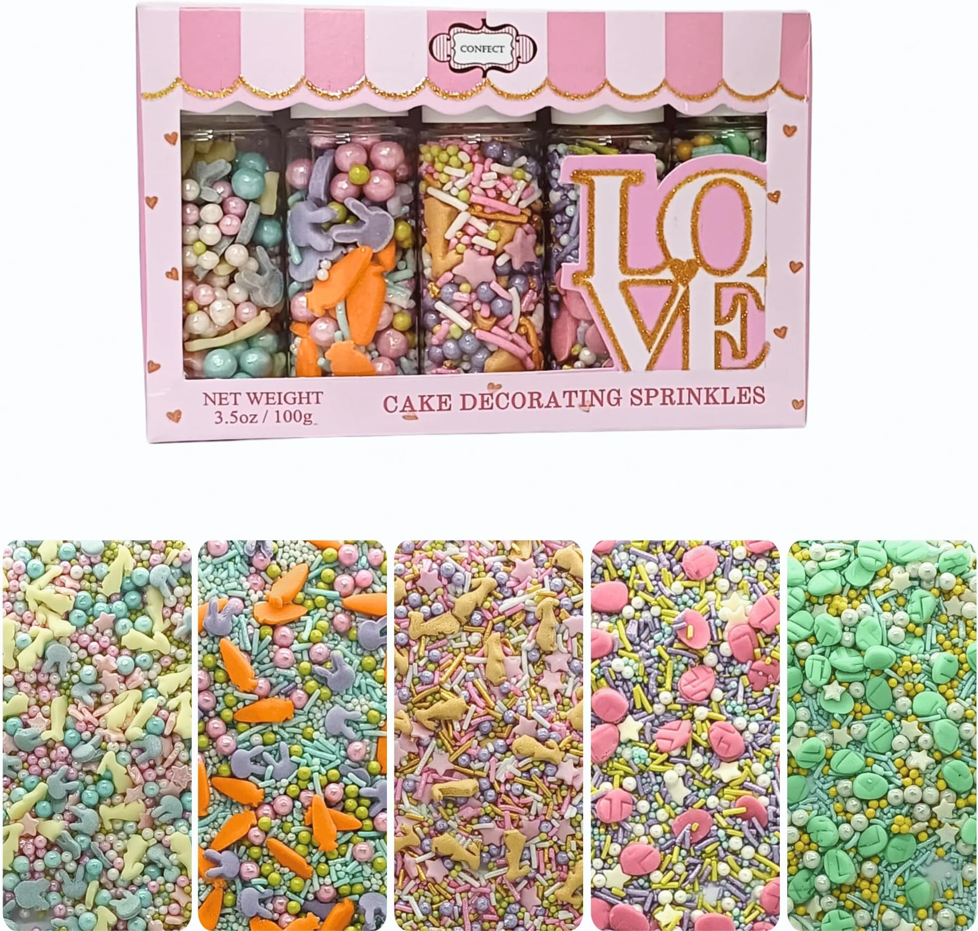 Amazon.com: Confect Edible Sprinkles | Assorted pack of 5 Green & Pink ...
