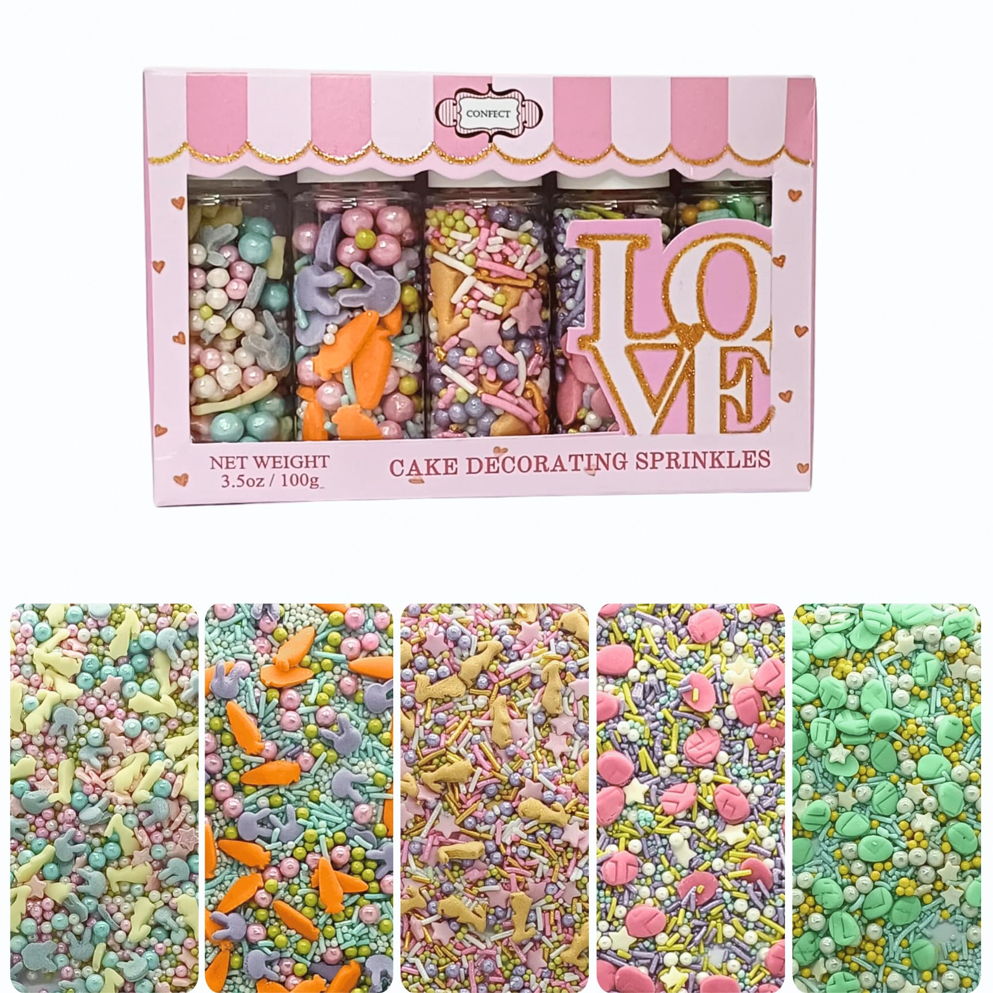 Amazon.com: Confect Edible Sprinkles | Assorted pack of 5 Green & Pink ...