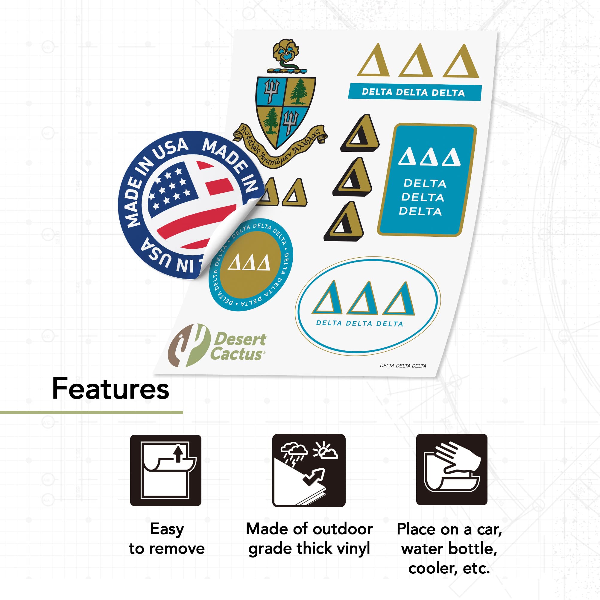 Snapklik.com : Desert Cactus Delta Delta Delta Standard Sticker Tri ...