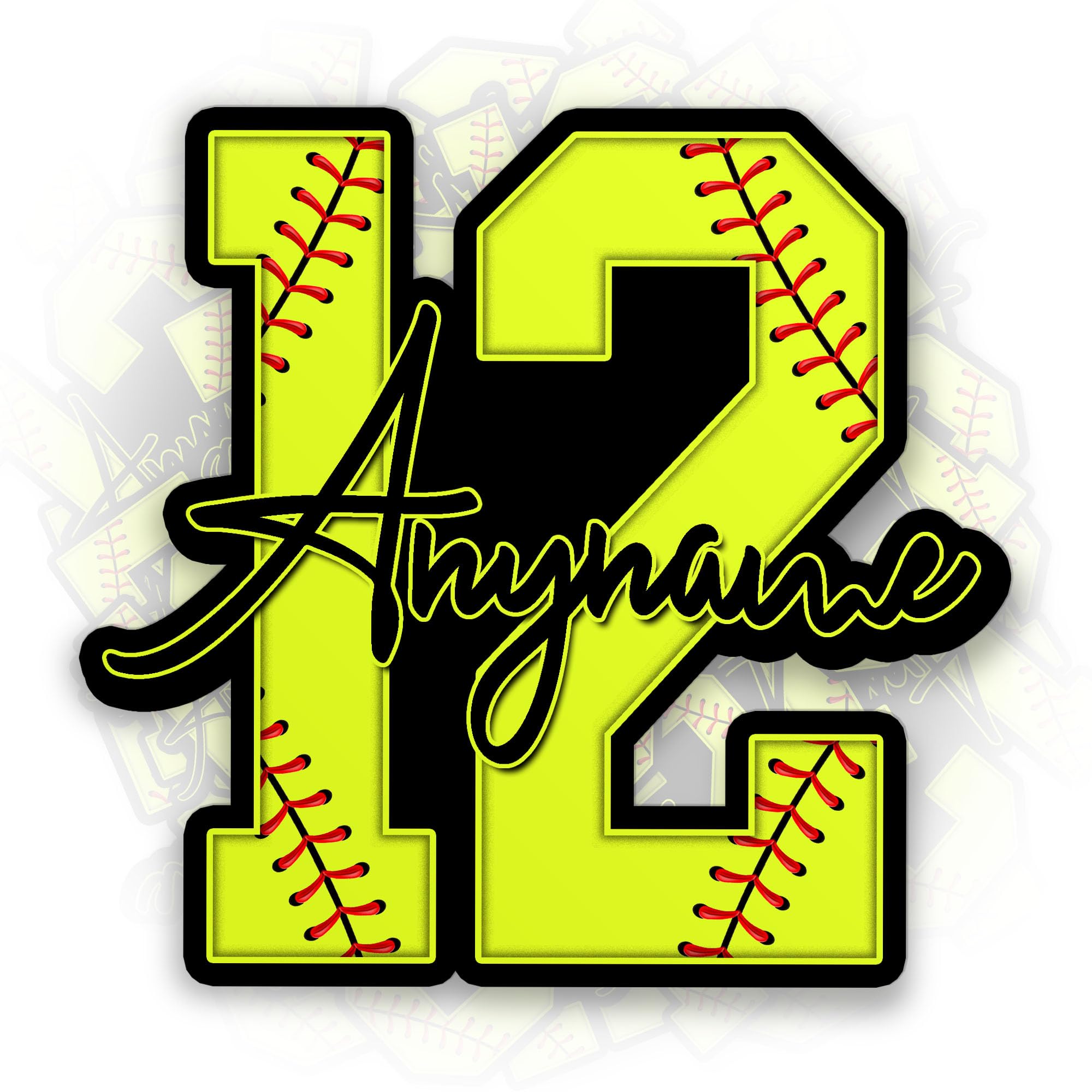 Amazon.com: Custom Softball Sticker Personalized Baseball Softball Name ...