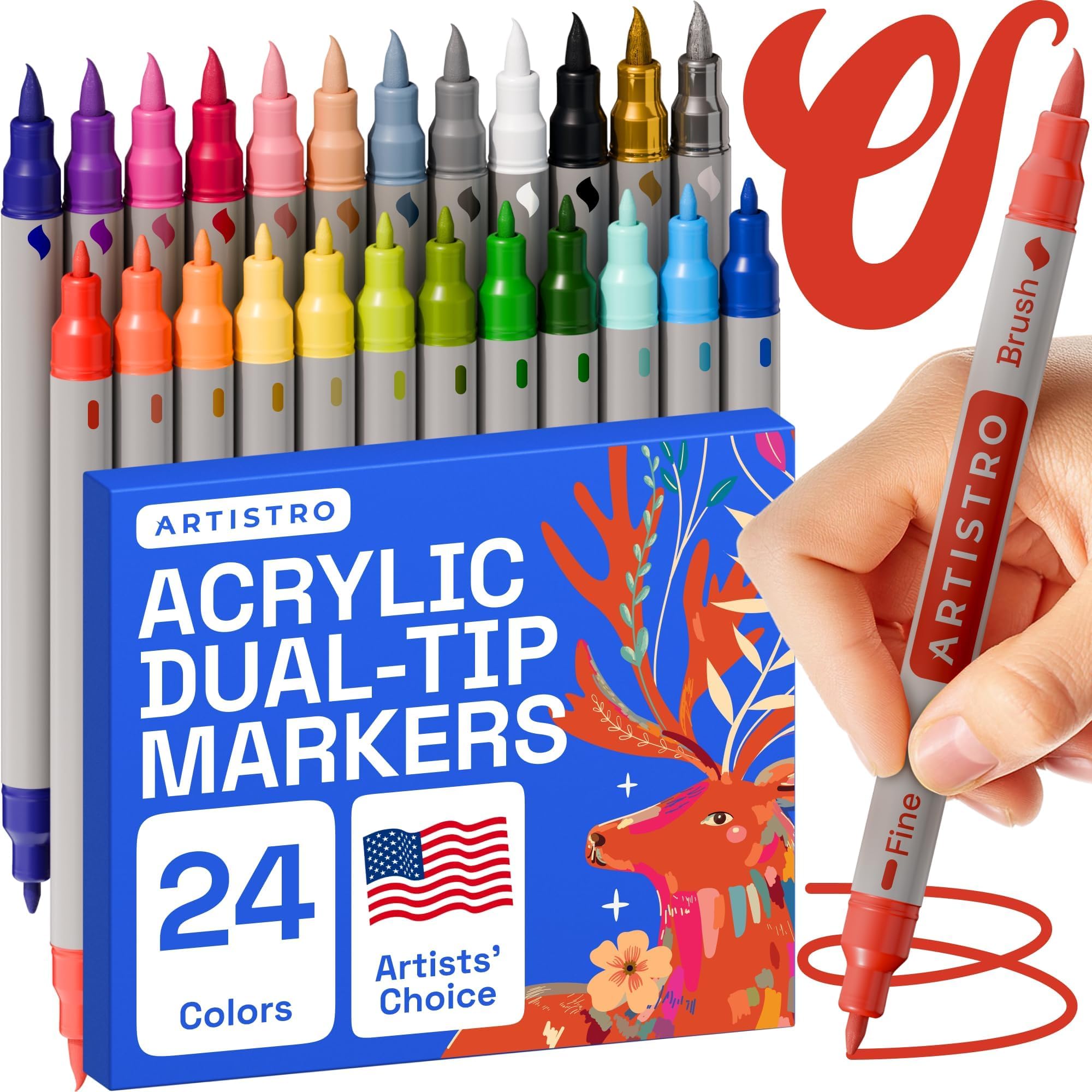 Amazon.com: ARTISTRO Dual Tip Acrylic Paint Markers - Easy for All Ages ...