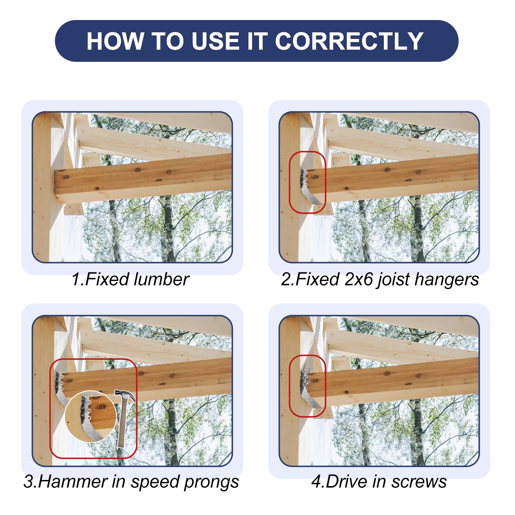 Snapklik.com : Joist Hangers 2x6 For Wood 20 Gauge Galvanized Face ...