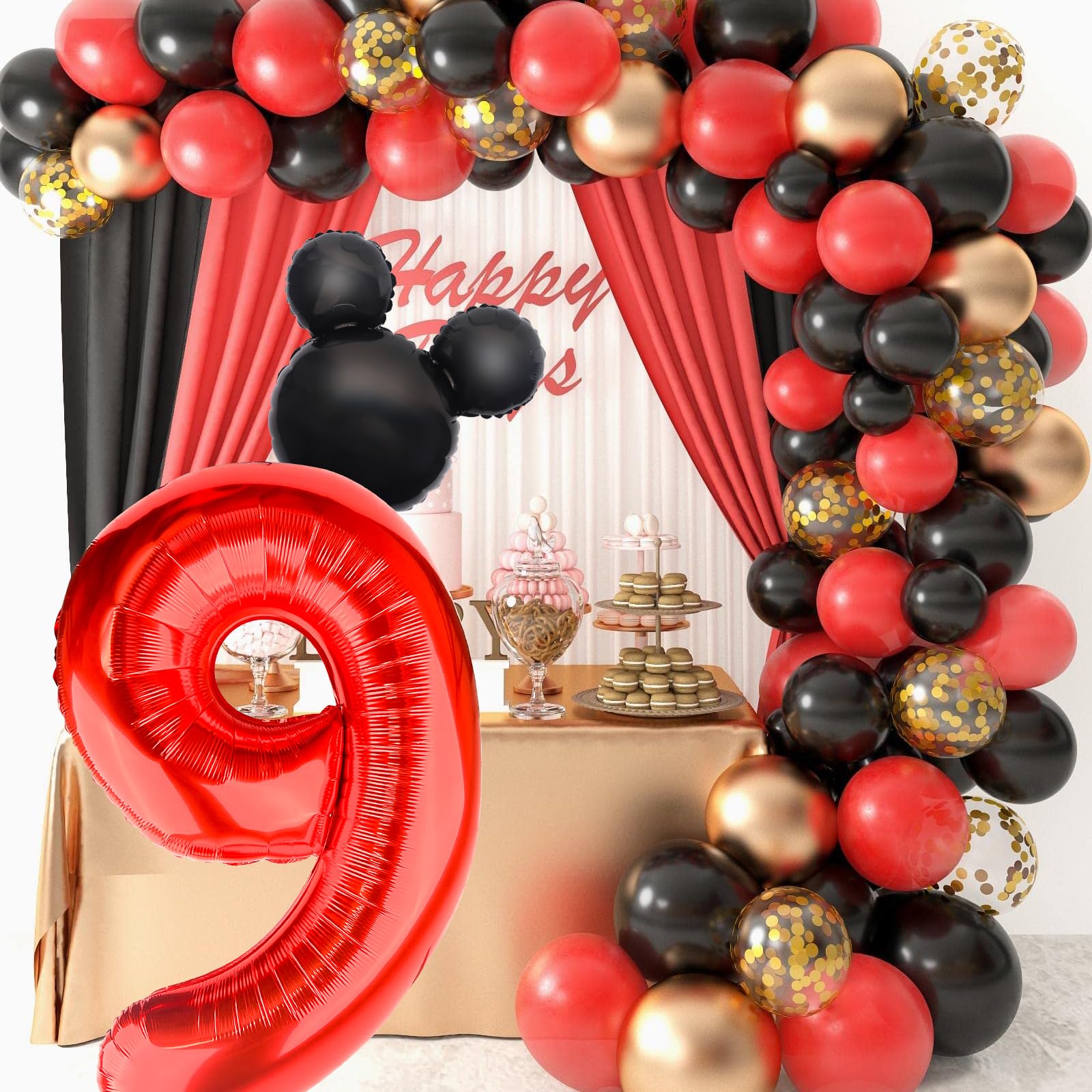 Snapklik.com : Mouse Number 9 Balloon 40 Inch Red Number 9 Balloon Mini ...