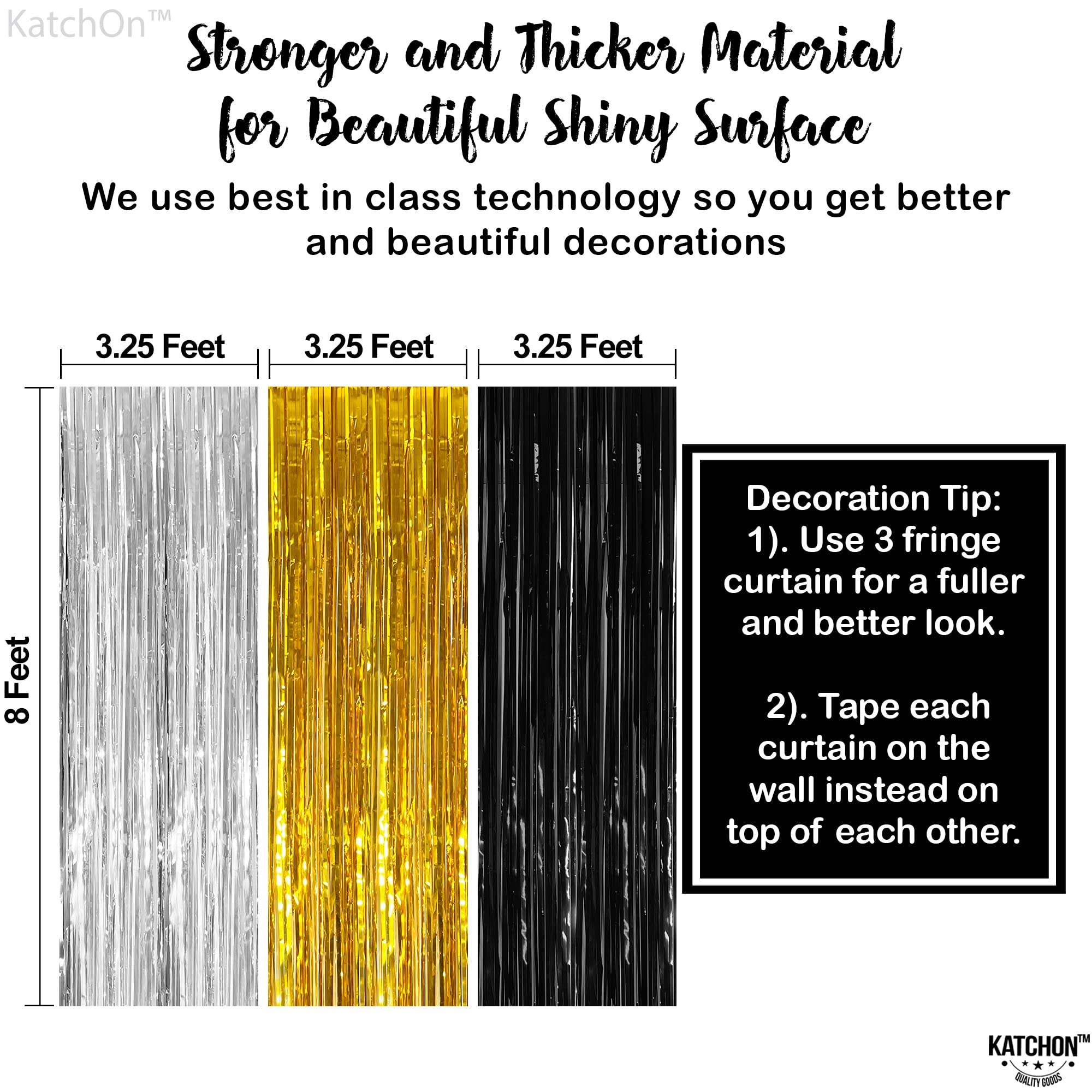 Snapklik.com : XtraLarge Silver, Black And Gold Streamers - 9.75x8 Feet ...