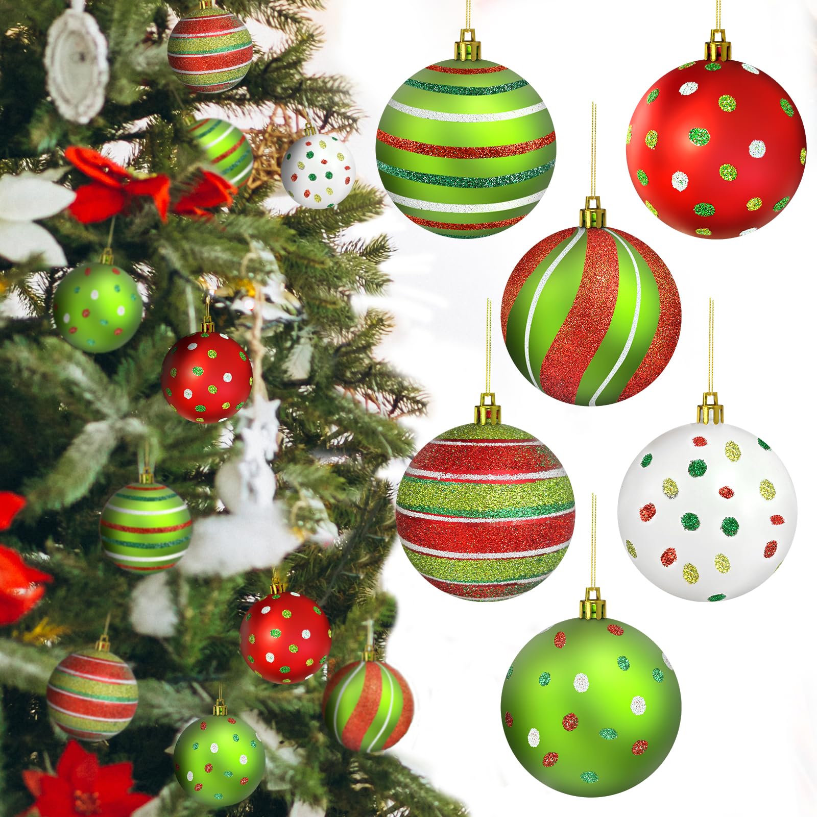 Amazon.com: 12 Packs Christmas Ball Lime Green Christmas Ornaments ...