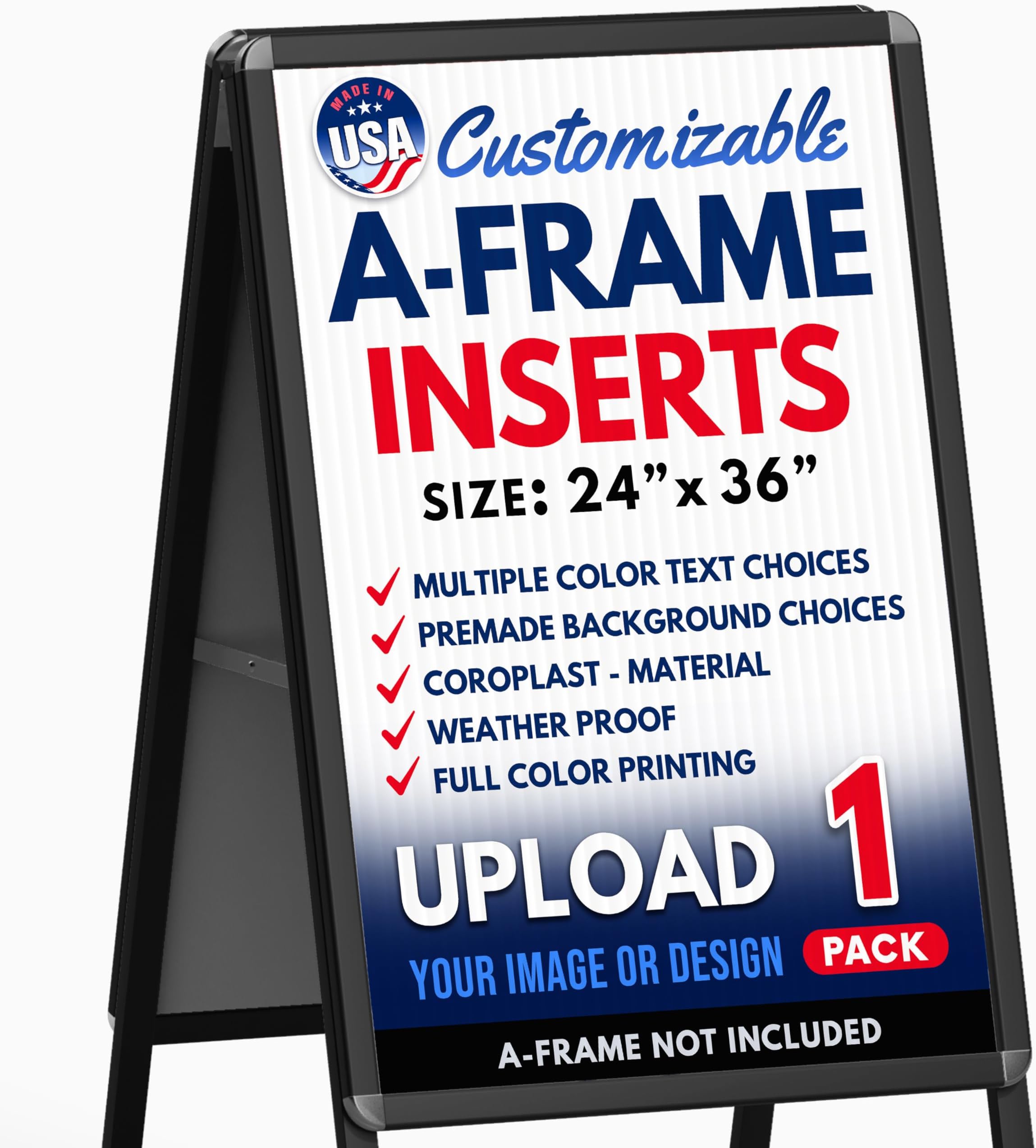 Amazon.com : 1-Pack 24x36" Custom A-Frame Sign Board with Full Color ...