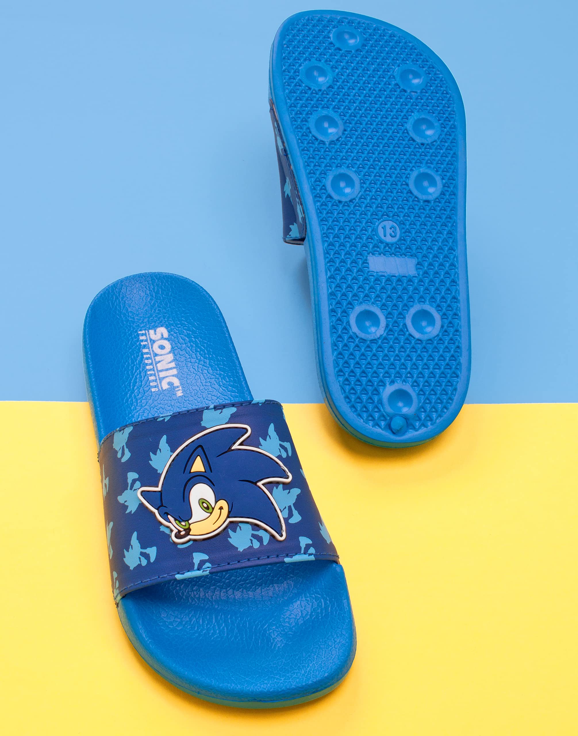 Buy Sonic The Hedgehog Sliders For Boys | Kids Sonic Face Sandals Beach ...