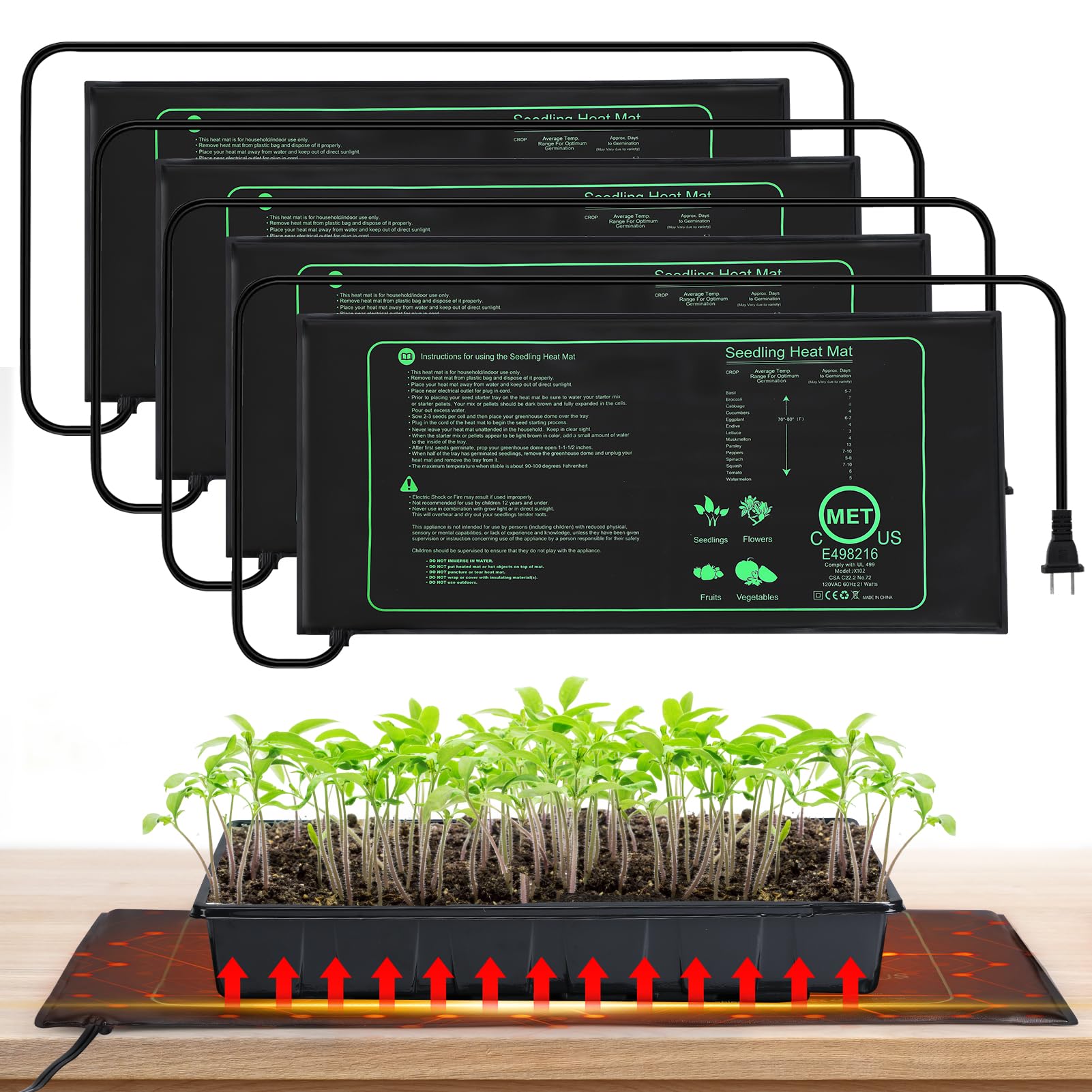 Amazon.com : 4 PCS Durable Seedling Heat Mat for Plants - 10'' x 20.5 ...
