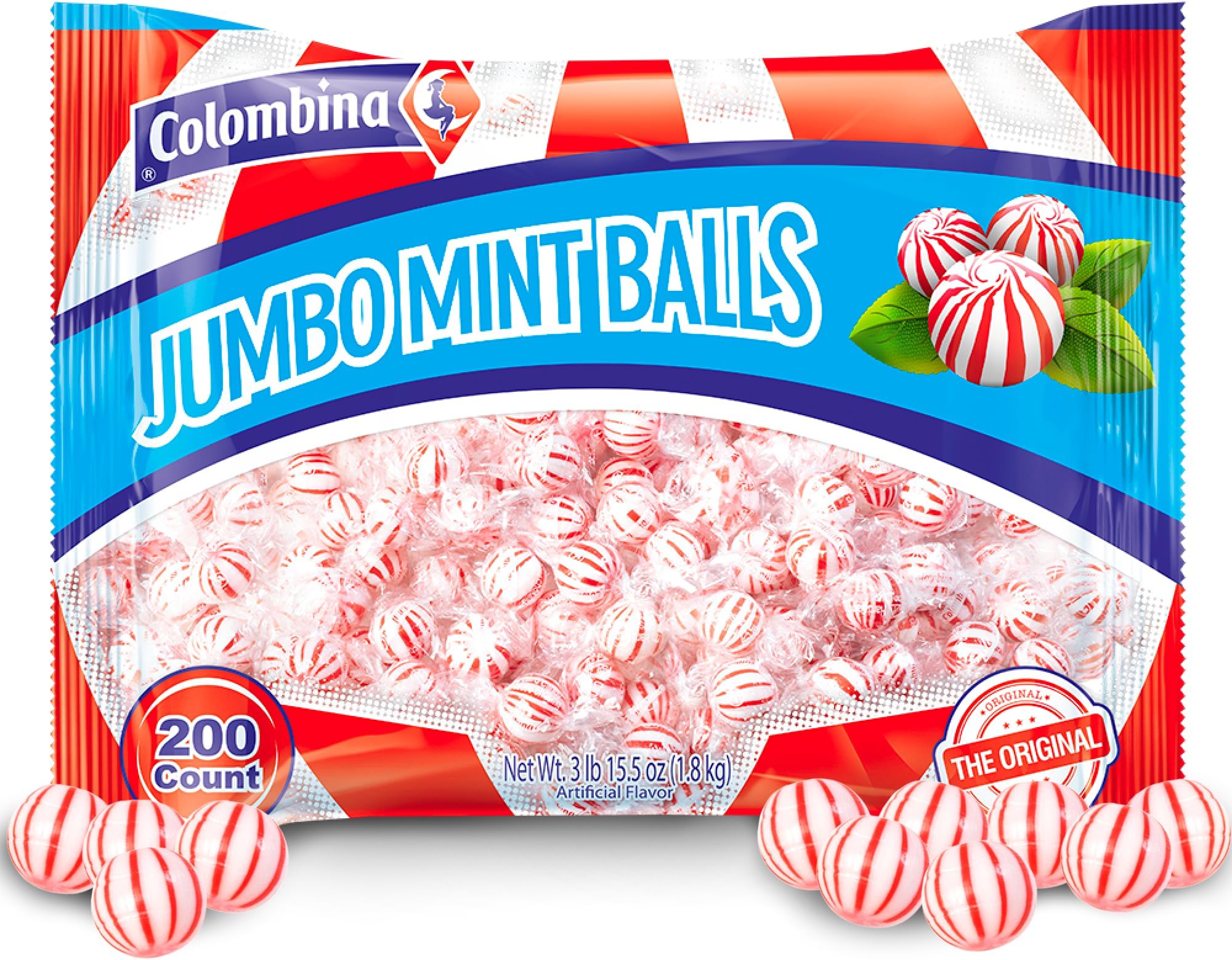Amazon.com : Colombina Jumbo Peppermint Balls, Individually Wrapped Red ...