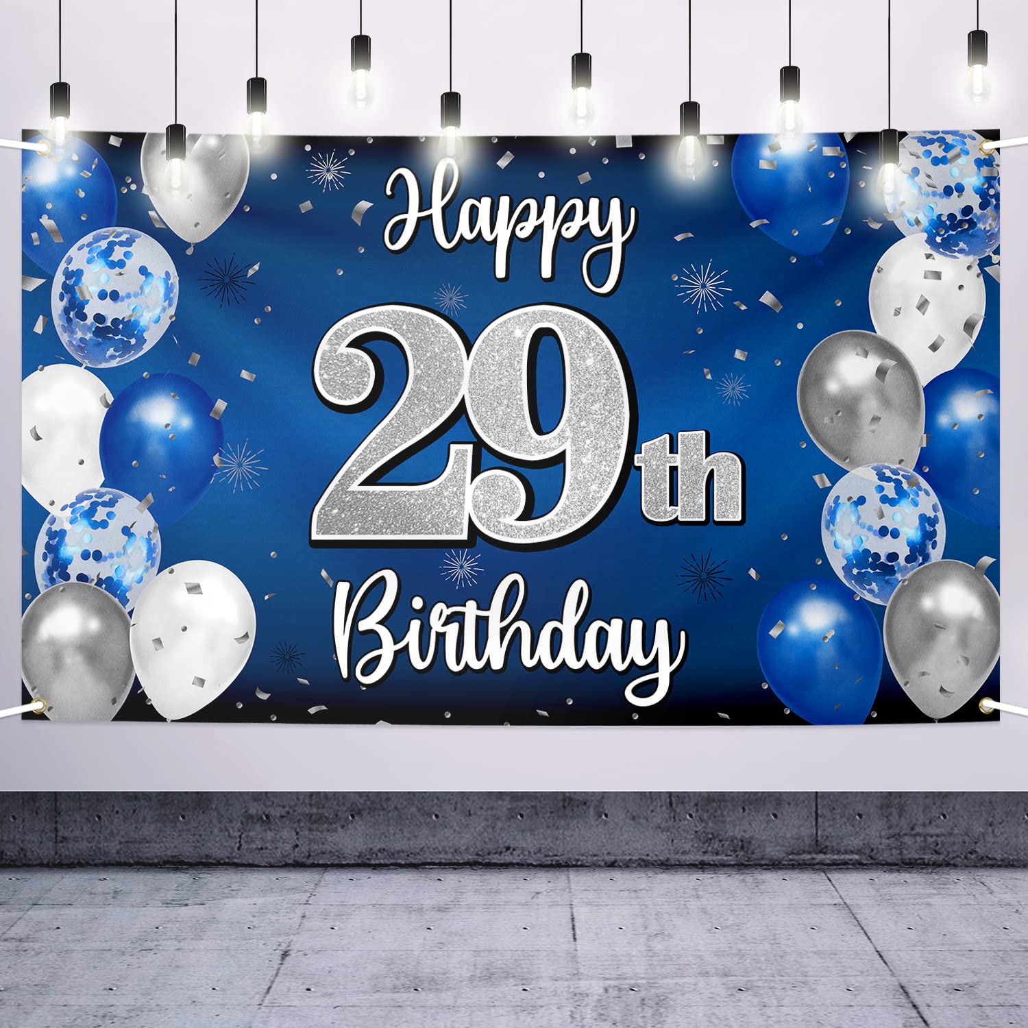 Amazon.com: Nelbiirth Happy 29th Birthday Decorations,29th Blue ...