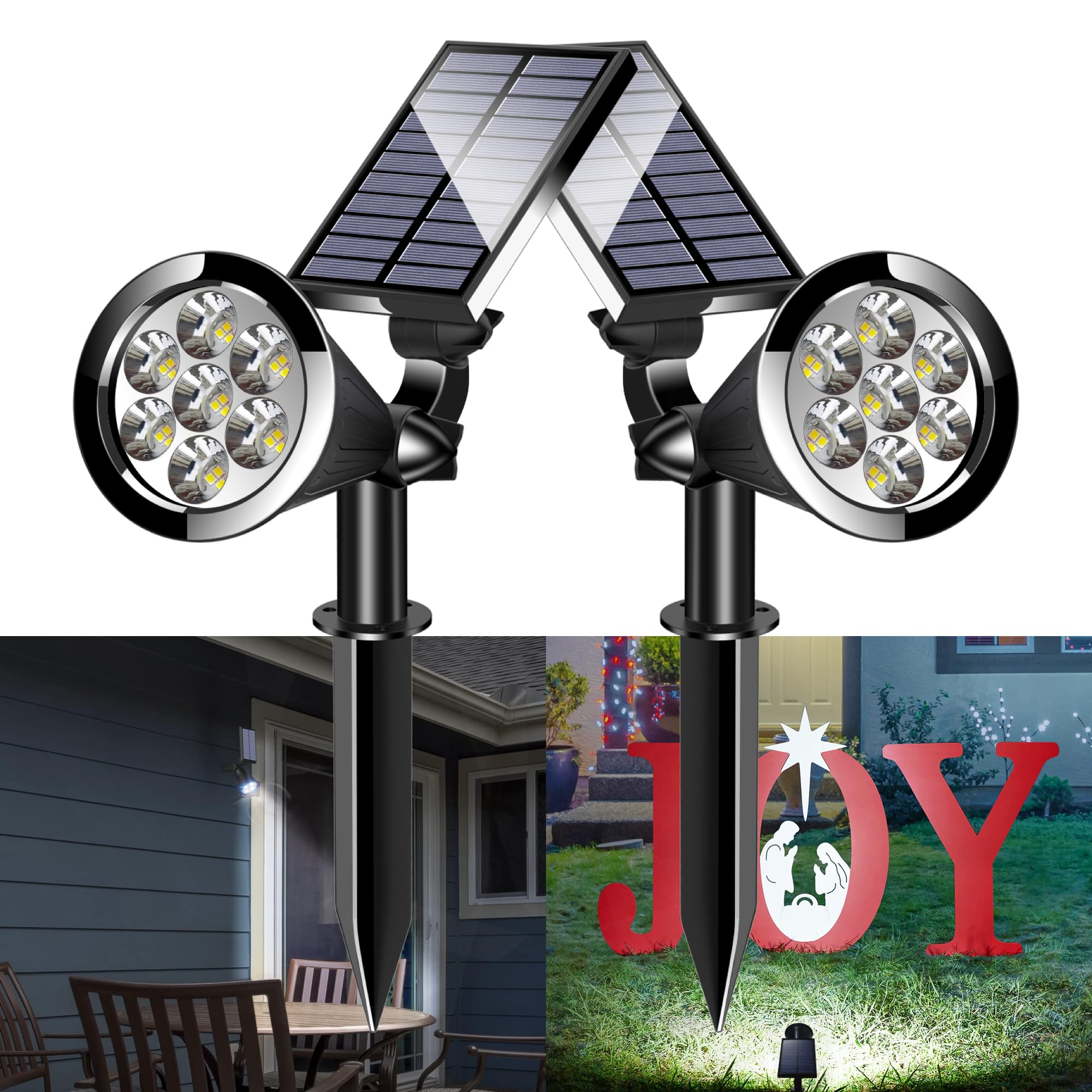 MEIHONG Solar Spot Lights Outdoor, Waterproof Solar Outdoor Spotlights ...